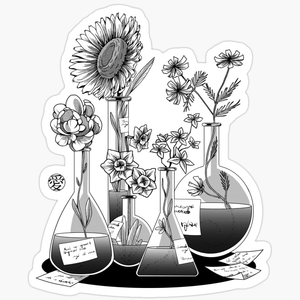 Science Flower Glassware Sticker Phone Decal Water Bottle Stickers Car ...