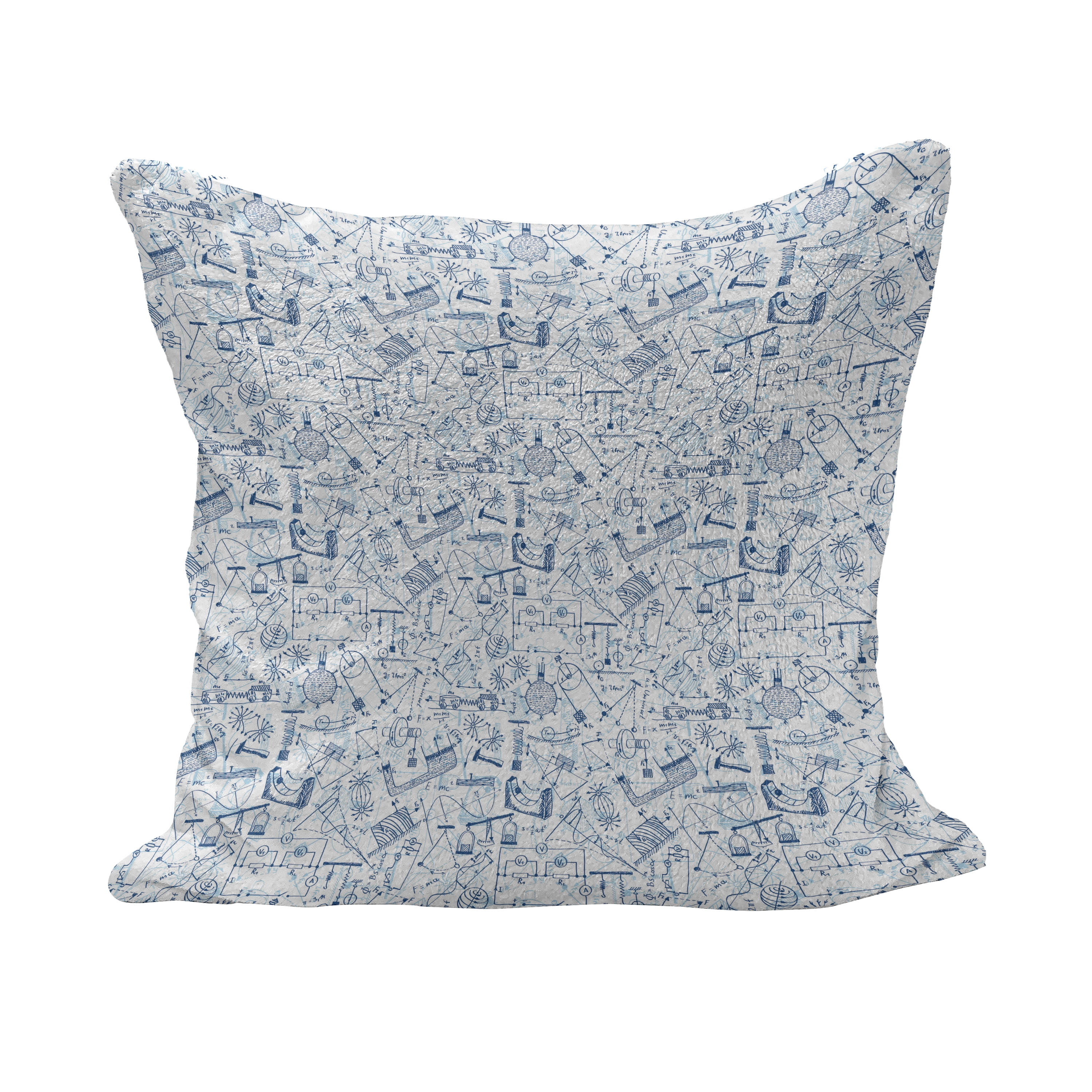 Science Fluffy Throw Pillow Cushion Cover, Physics Themed Drawing a ...