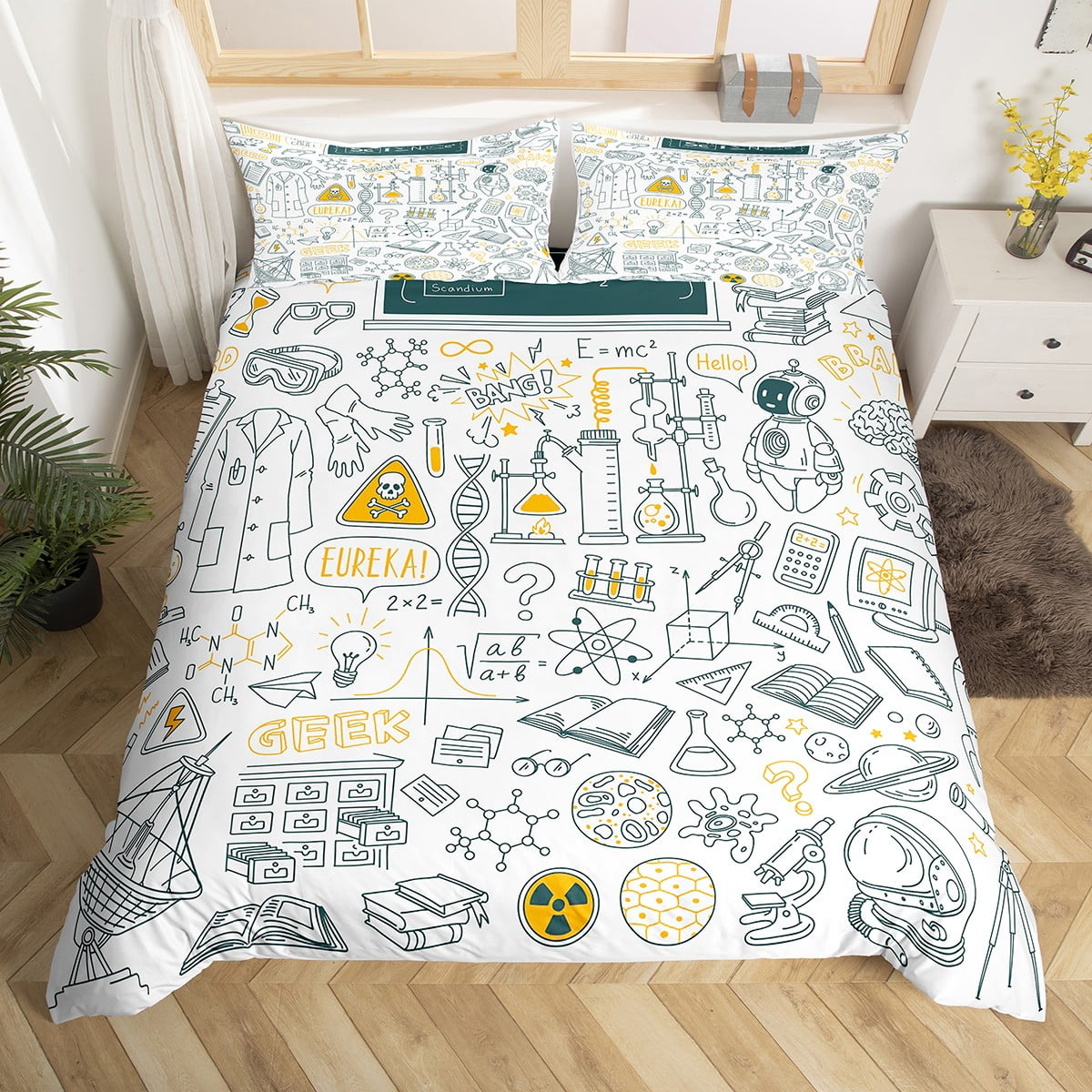 Science Formula Bedding Set Chemical Subject Theme Duvet Cover for Boys ...