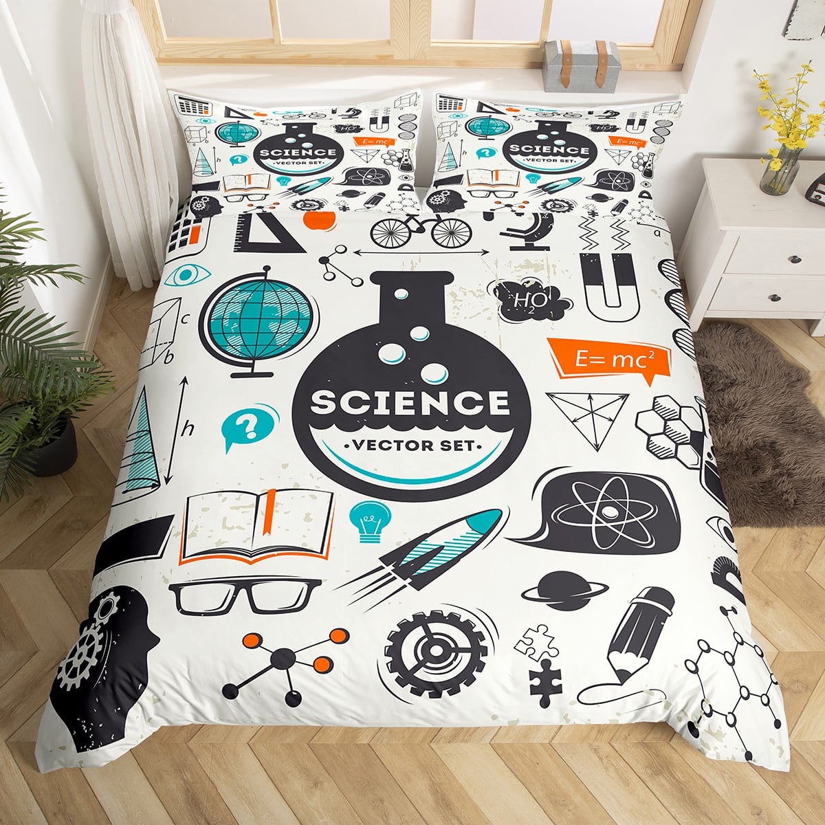Science Formula Bedding Set Queen Size Science Theme Duvet Cover for ...
