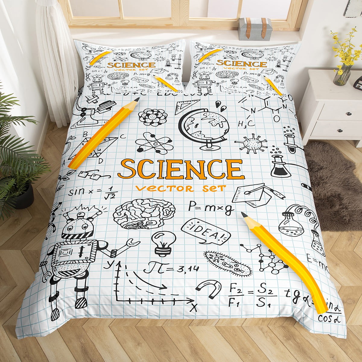 Science Formula Bedding Set Science Theme Duvet Cover for Boys Girls ...