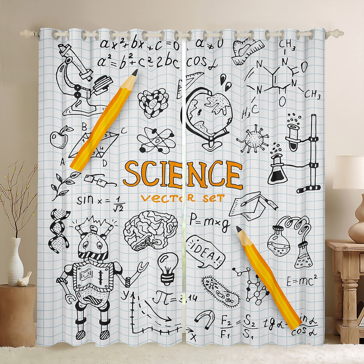 Science Formula Curtains Science Theme Window Curtains for Boys Girls ...