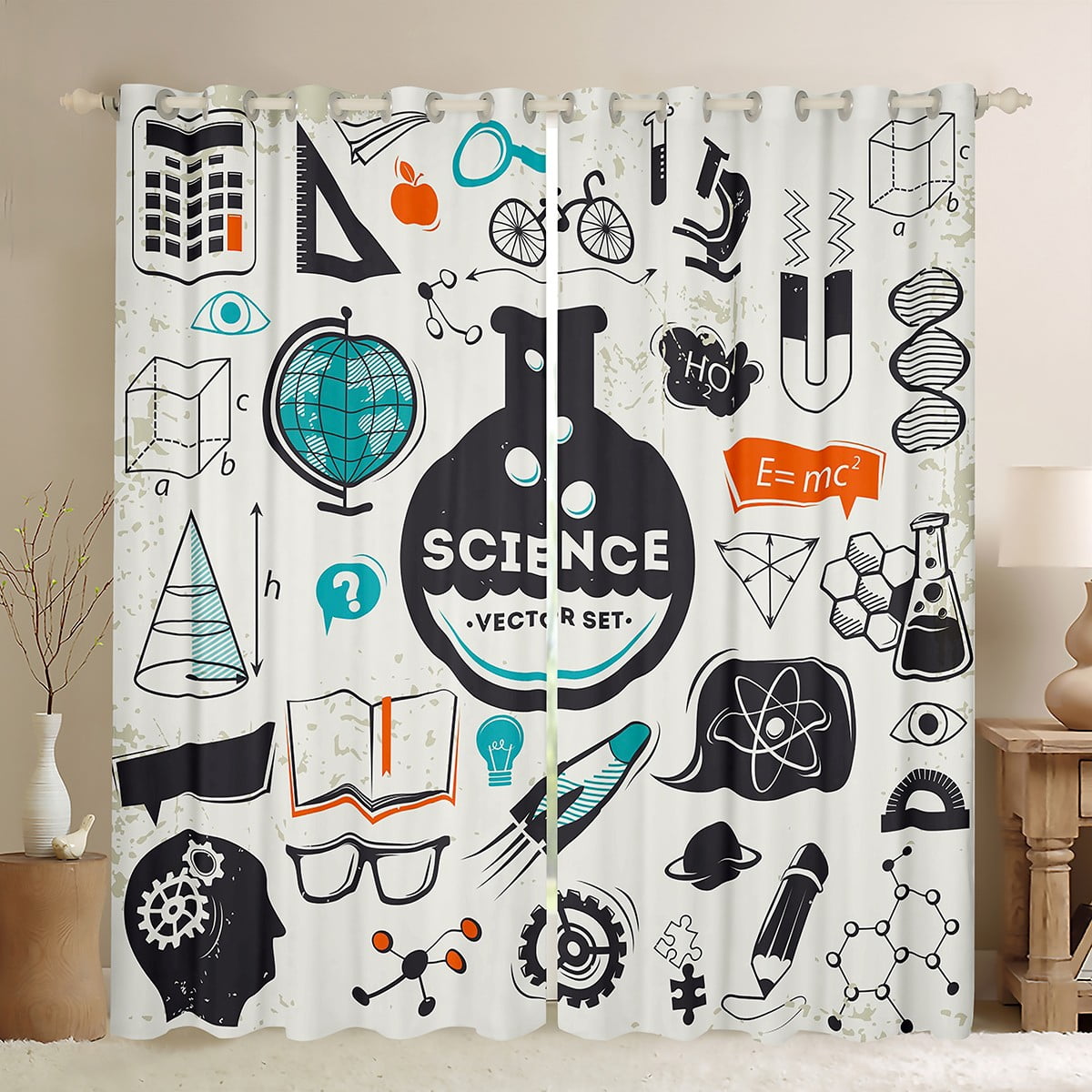 Science Formula Curtains Science Theme Window Curtains for Boys Girls ...