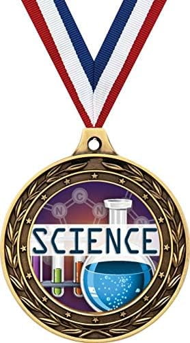 Science Gold Duo Medal, 3" Science Fair Academic Prizes, Kids Education ...