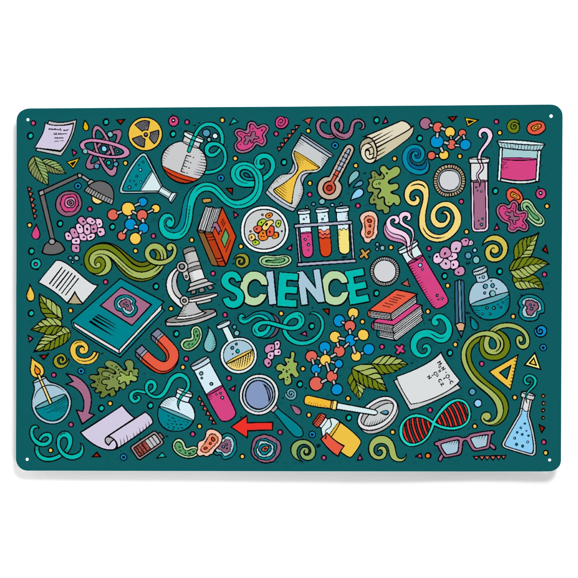 Science Icons, Collage (12x18 Aluminum Art, Indoor Outdoor Metal Sign ...