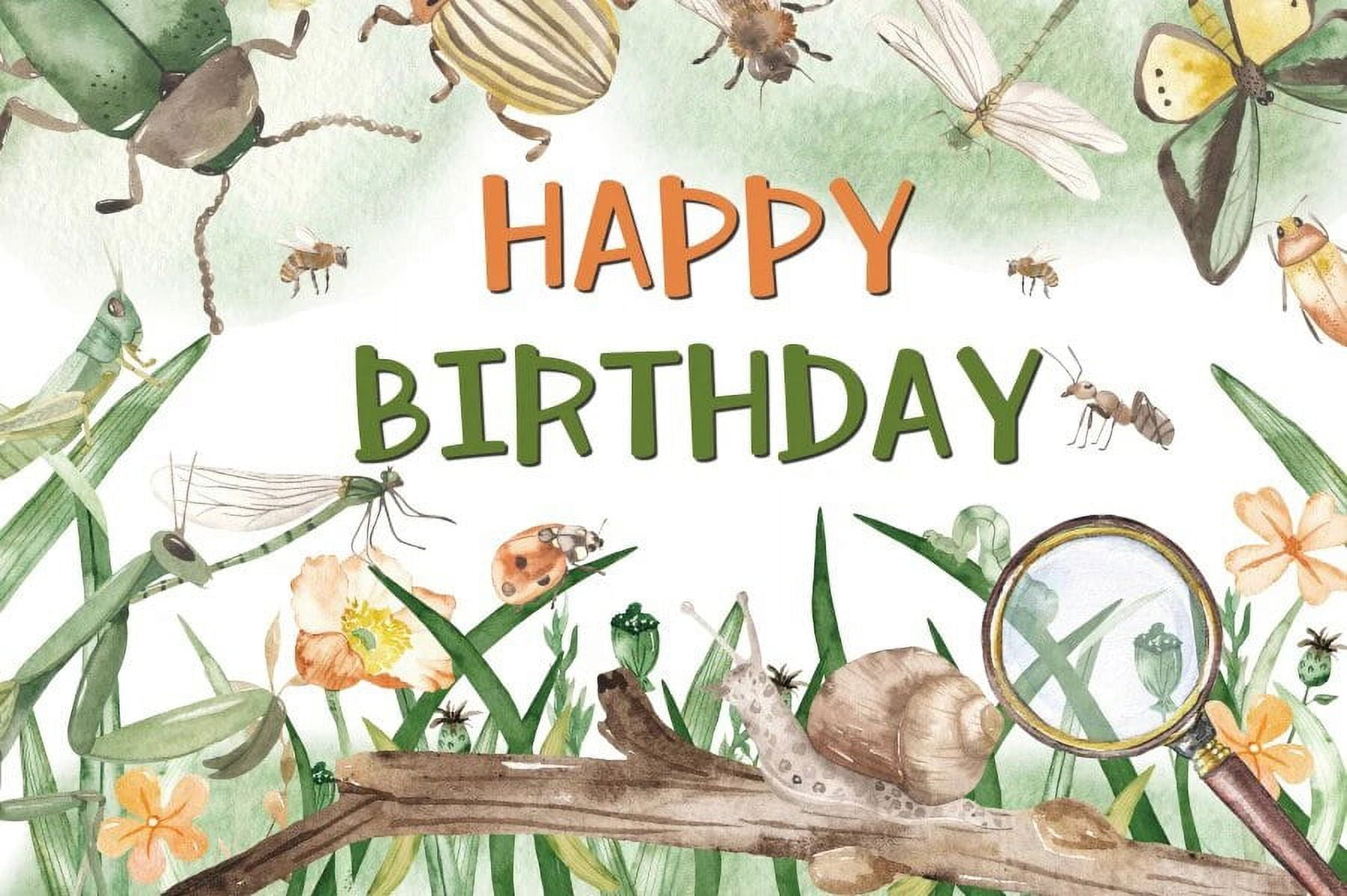 Science Insect Theme Birthday Backdrop Cartoon Microcosm Woodland Bugs ...