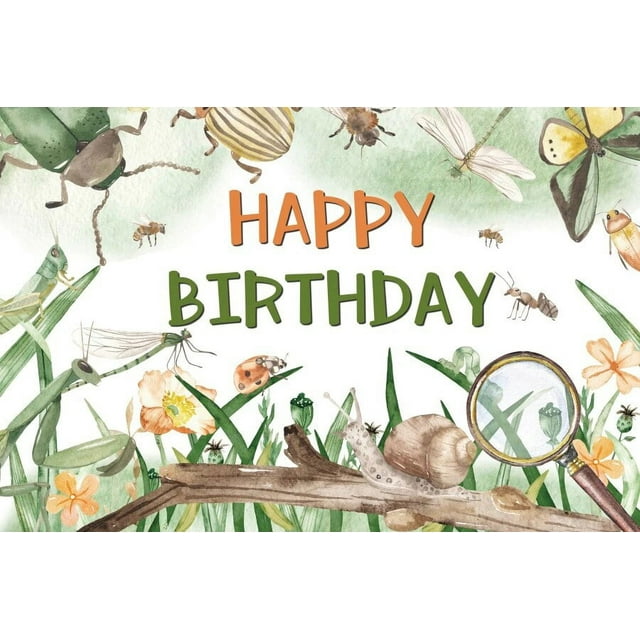 Science Insect Theme Birthday Backdrop Cartoon Microcosm Woodland Bugs ...