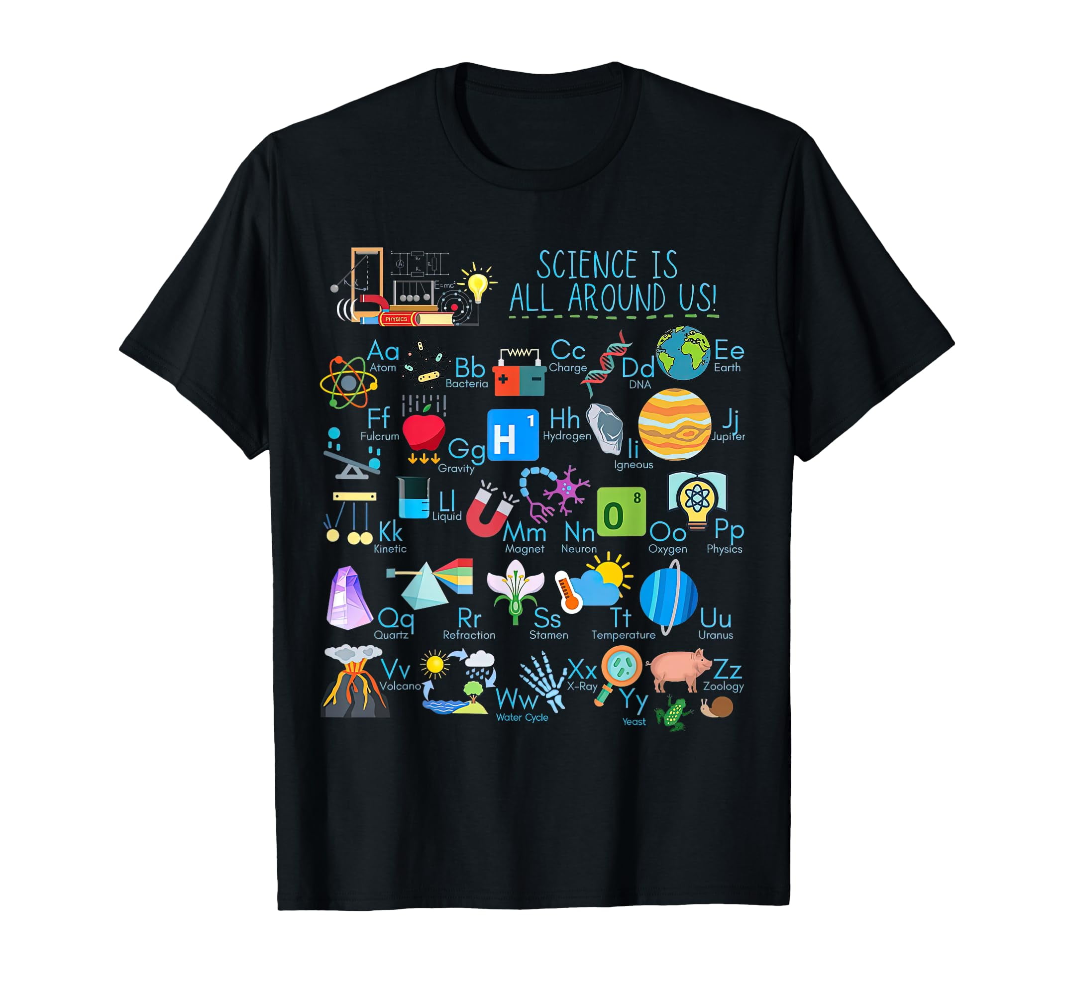 Science Is All Around Us Alphabet ABCs Physical Science T-Shirt ...