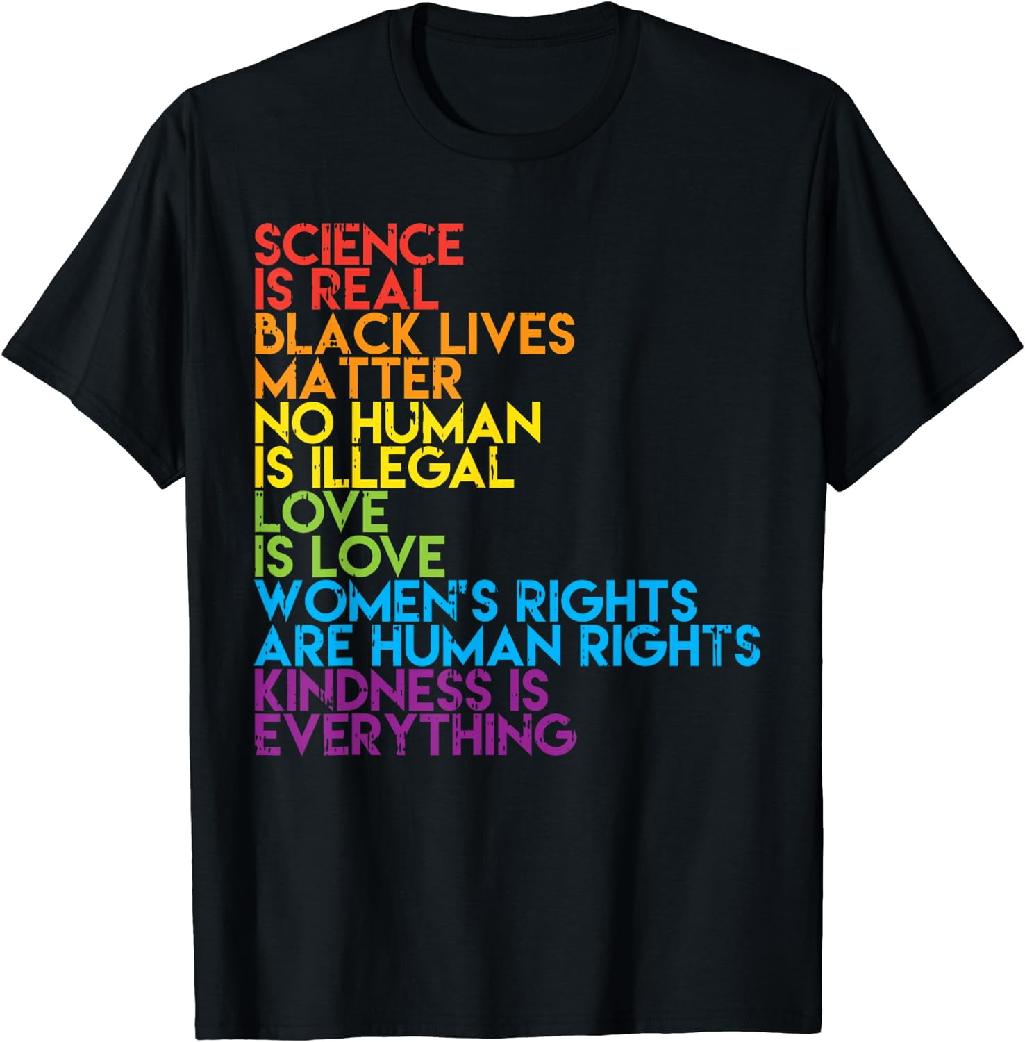Science Is Real Black Lives Matter Rainbow LGBT Pride BLM T-Shirt Black ...