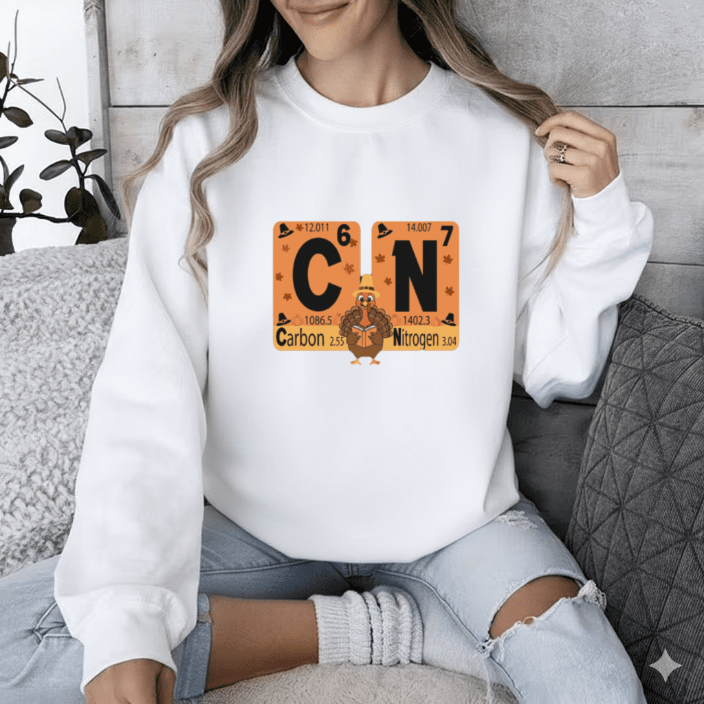 Science Joke Thanksgiving Periodic Table Turkey Humor Sweatshirt, up to ...