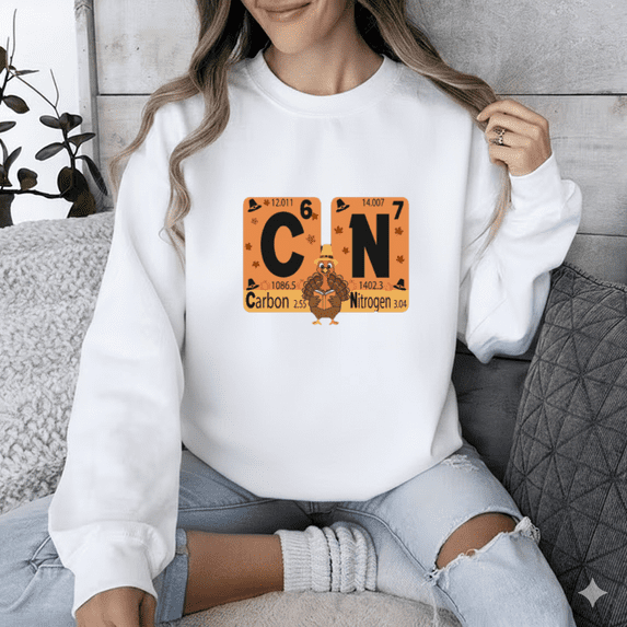 Science Joke Thanksgiving Periodic Table Turkey Humor Sweatshirt, up to ...