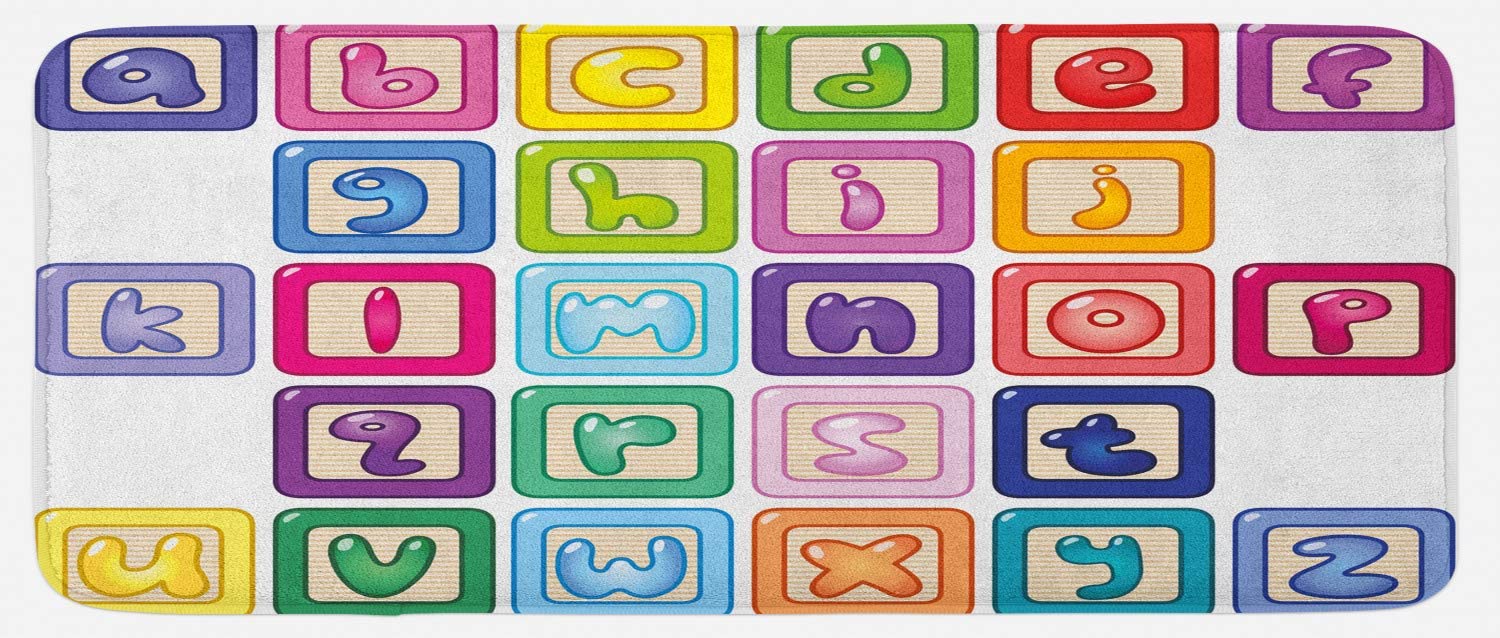 Science Kitchen Mat, Colorful Lower Case Alphabet Blocks Font ABC ...
