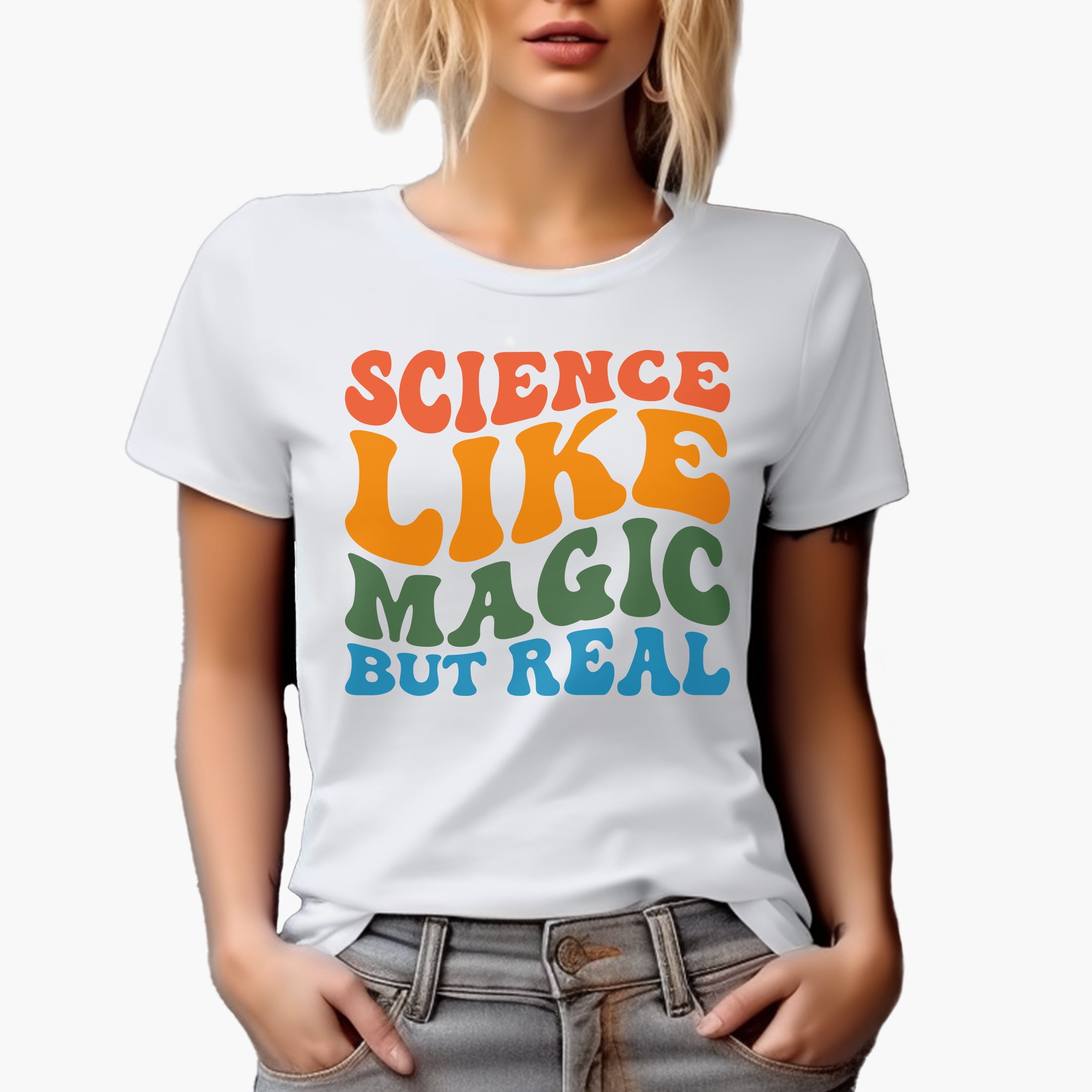 Science Like Magic but Real Quote, Groovy Retro Wavy Text Merch Gift ...