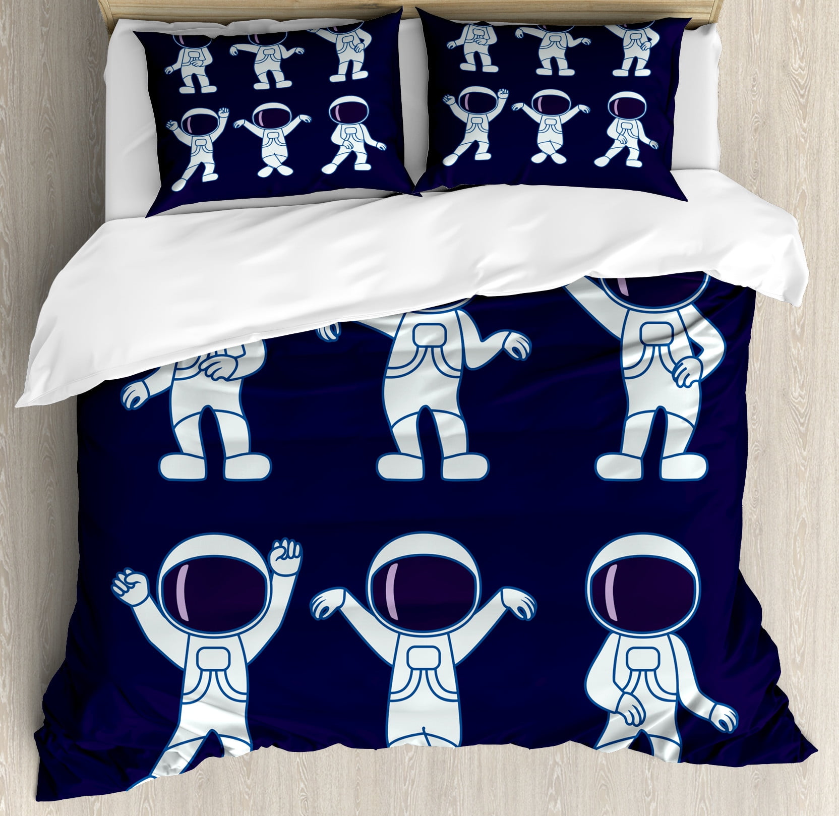 Science Party Duvet Cover Set, Continuous Pattern Astronauts Sketch ...