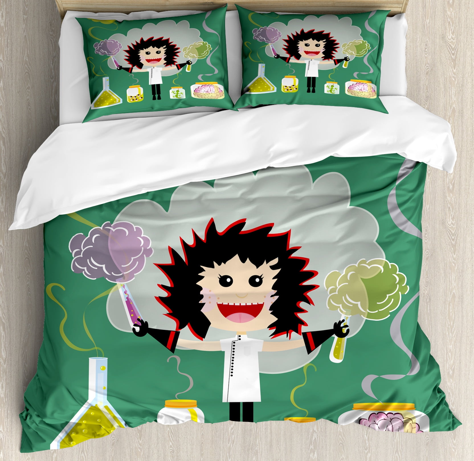 Science Party Duvet Cover Set, Image of Mad Scientist Holding Smoke ...