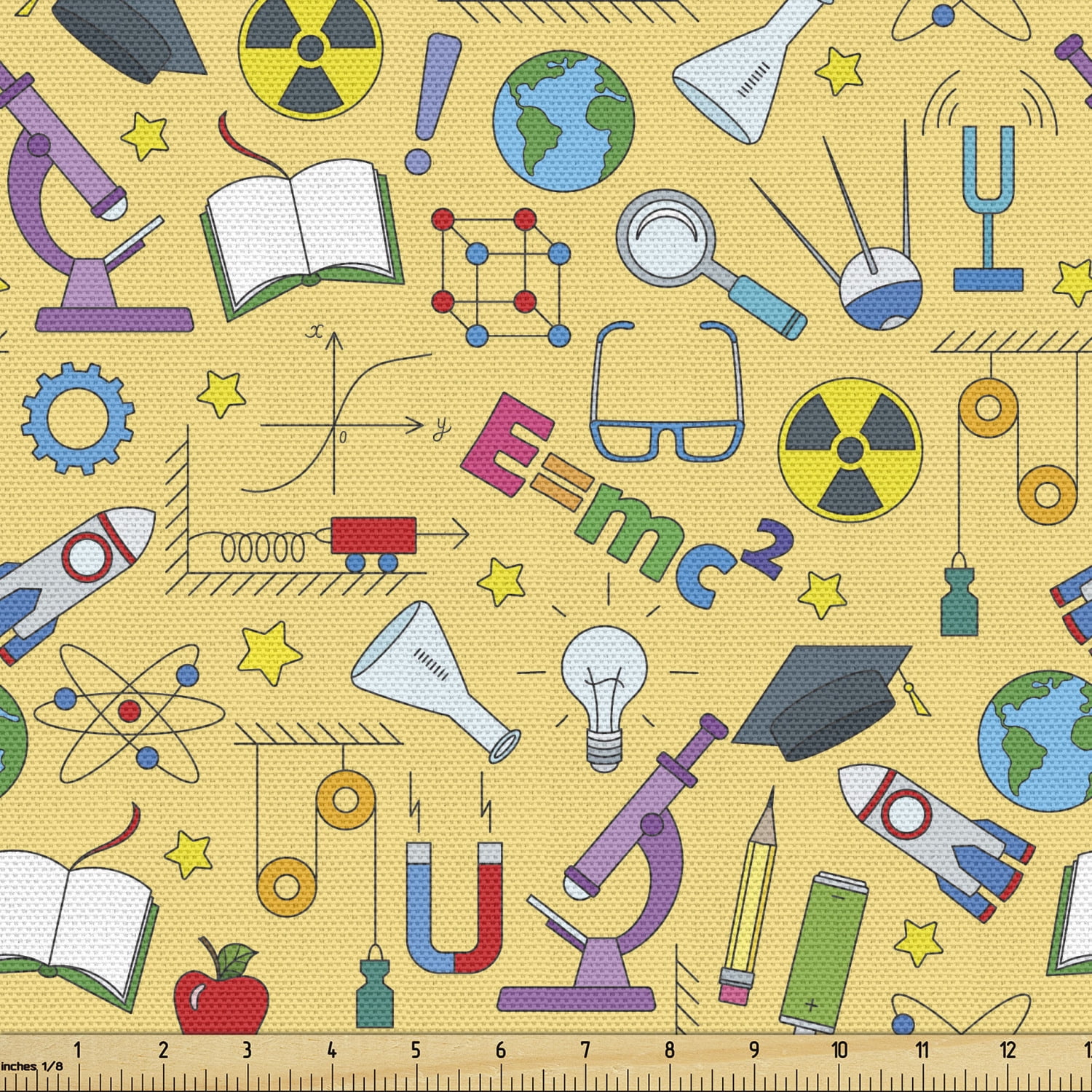 Science Party Fabric by The Yard, Repetitive Educative Physics Related ...