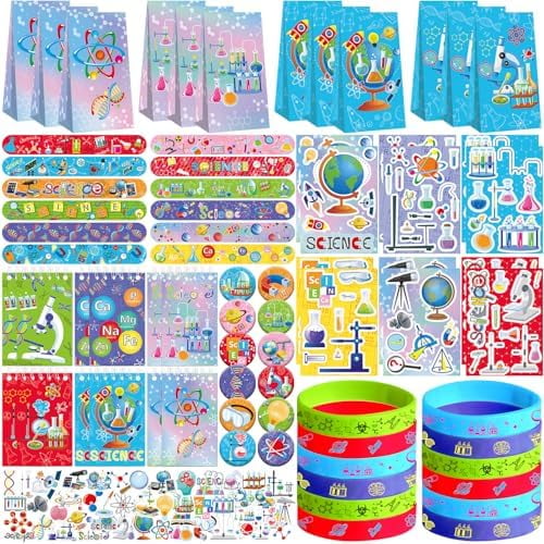 Science Party Favors, Including Gift Bags , Stickers Badge Slap ...