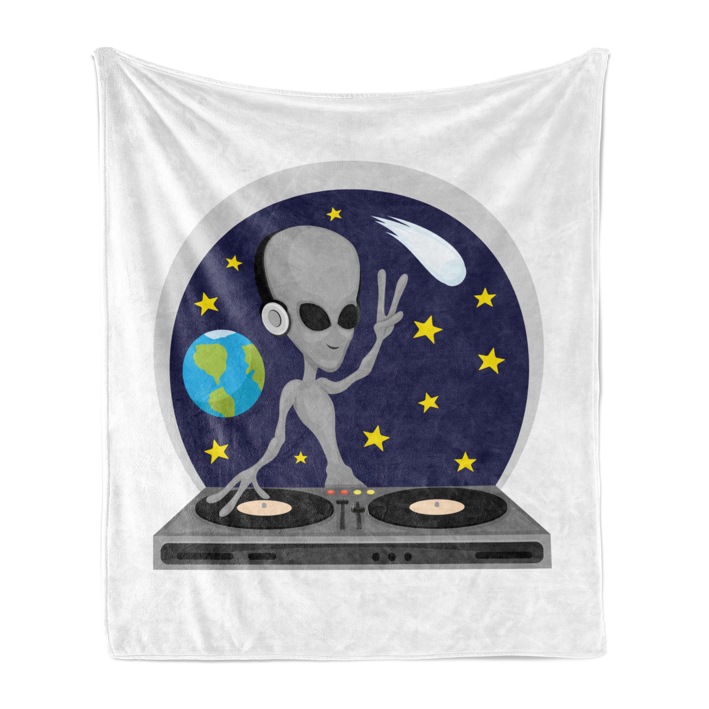Science Party Soft Flannel Fleece Throw Blanket, Illustration of DJ ...