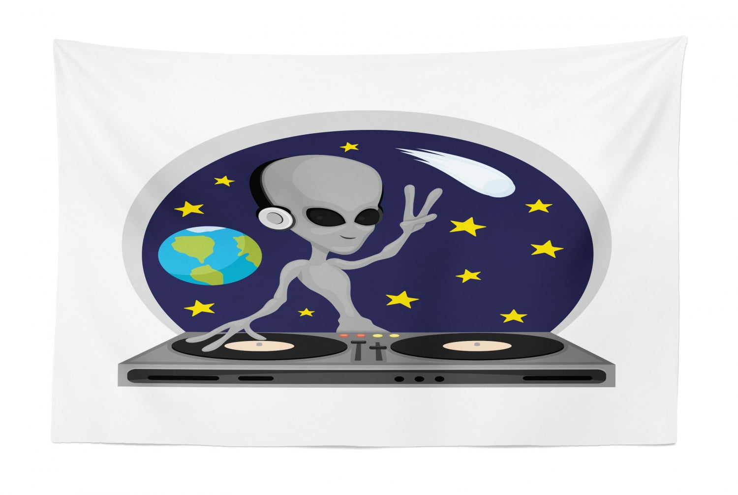 Science Party Tapestry, One-Eyed Aliens in Female Human Being Colorful ...