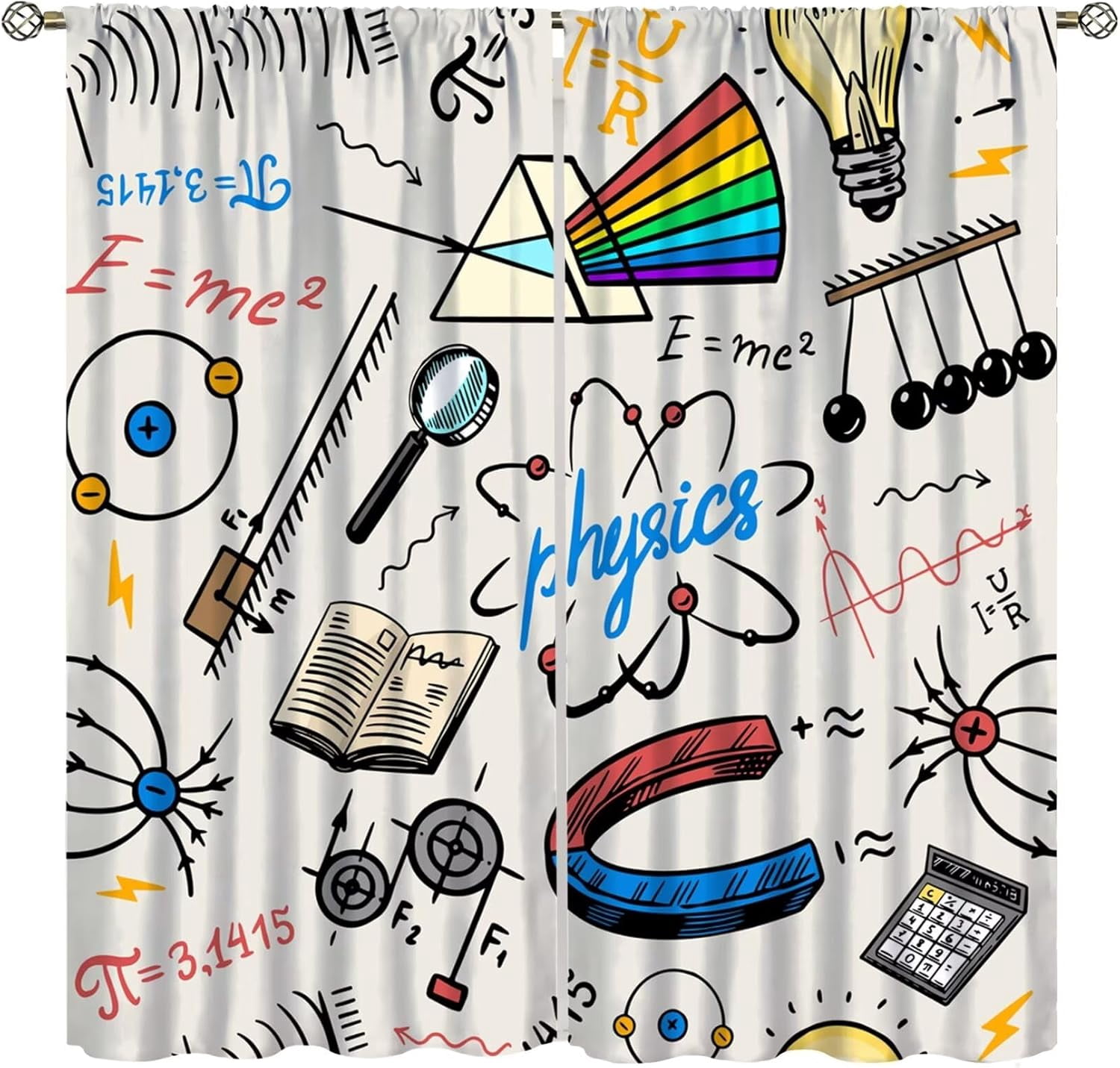 Science Physics Window Curtains, Abstract Math Chemistry Curtain ...