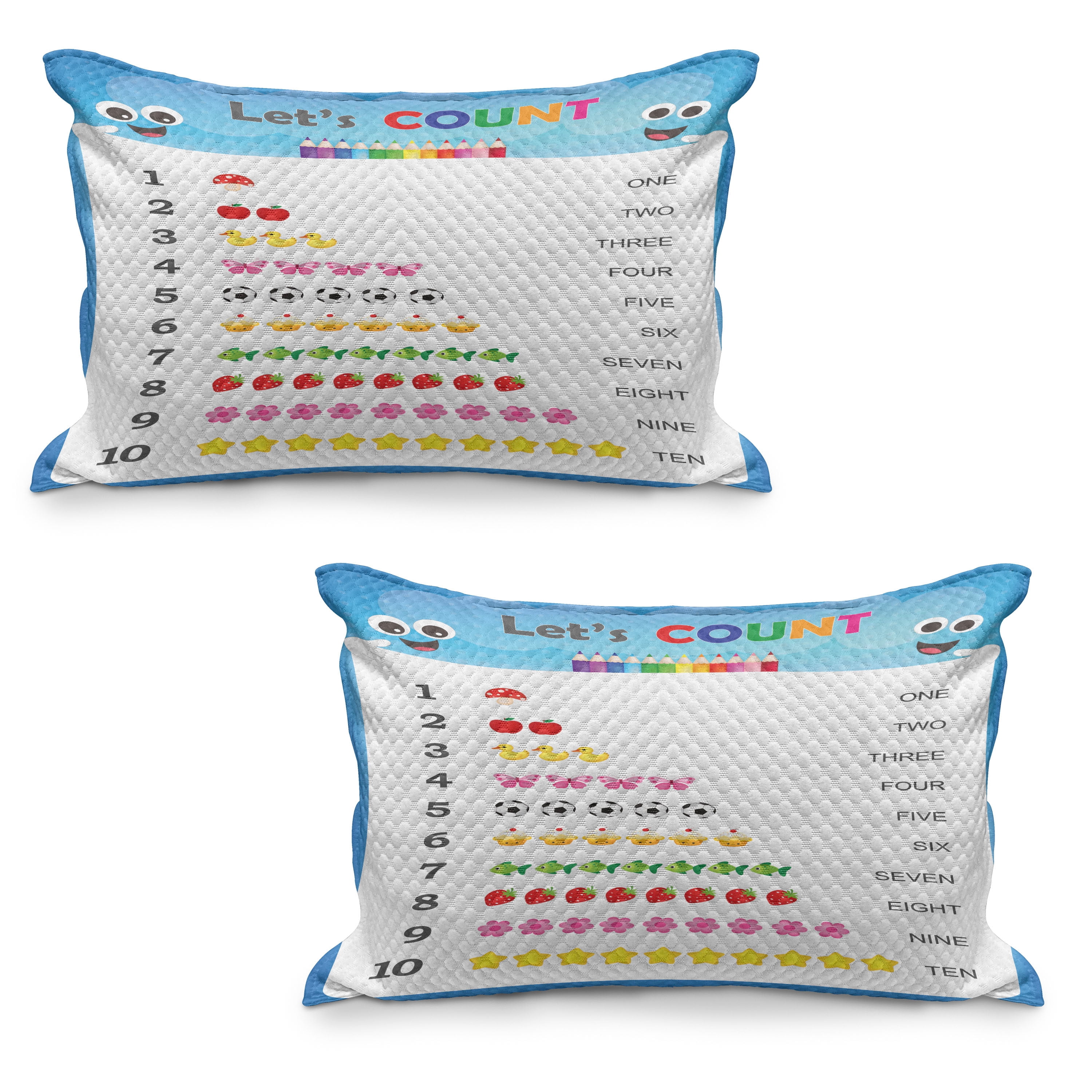 Science Quilted Pillowcover Set of 2, Count to Ten Numbers Play ...