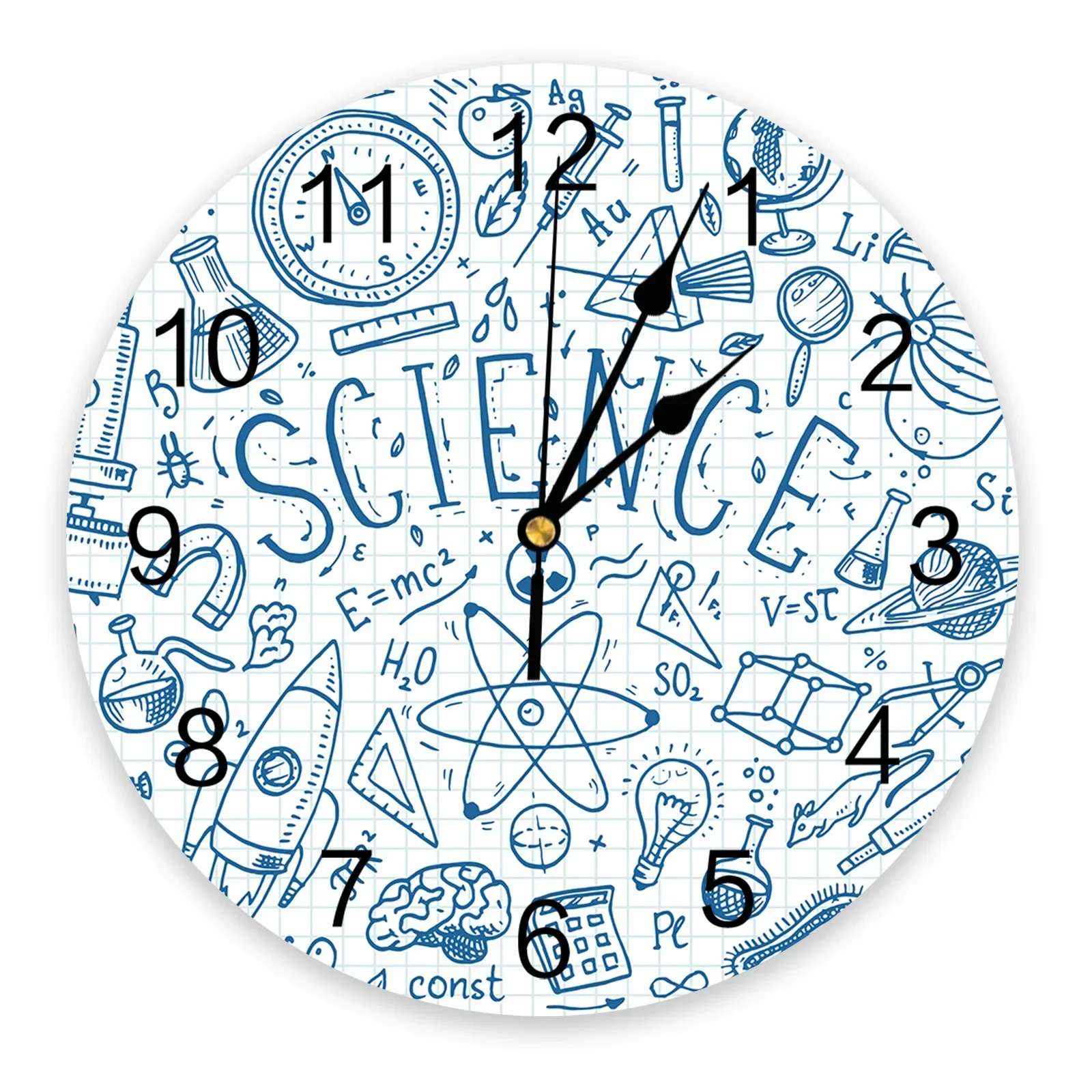 Science Rocket Microscope Planet Kitchen Round Wall Clocks Desktop ...