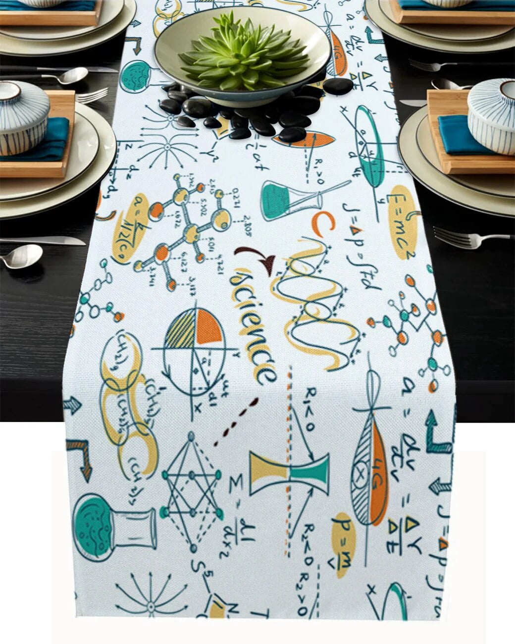 Science Rocket Microscope Planet Table Runner Home Wedding Table Flag ...