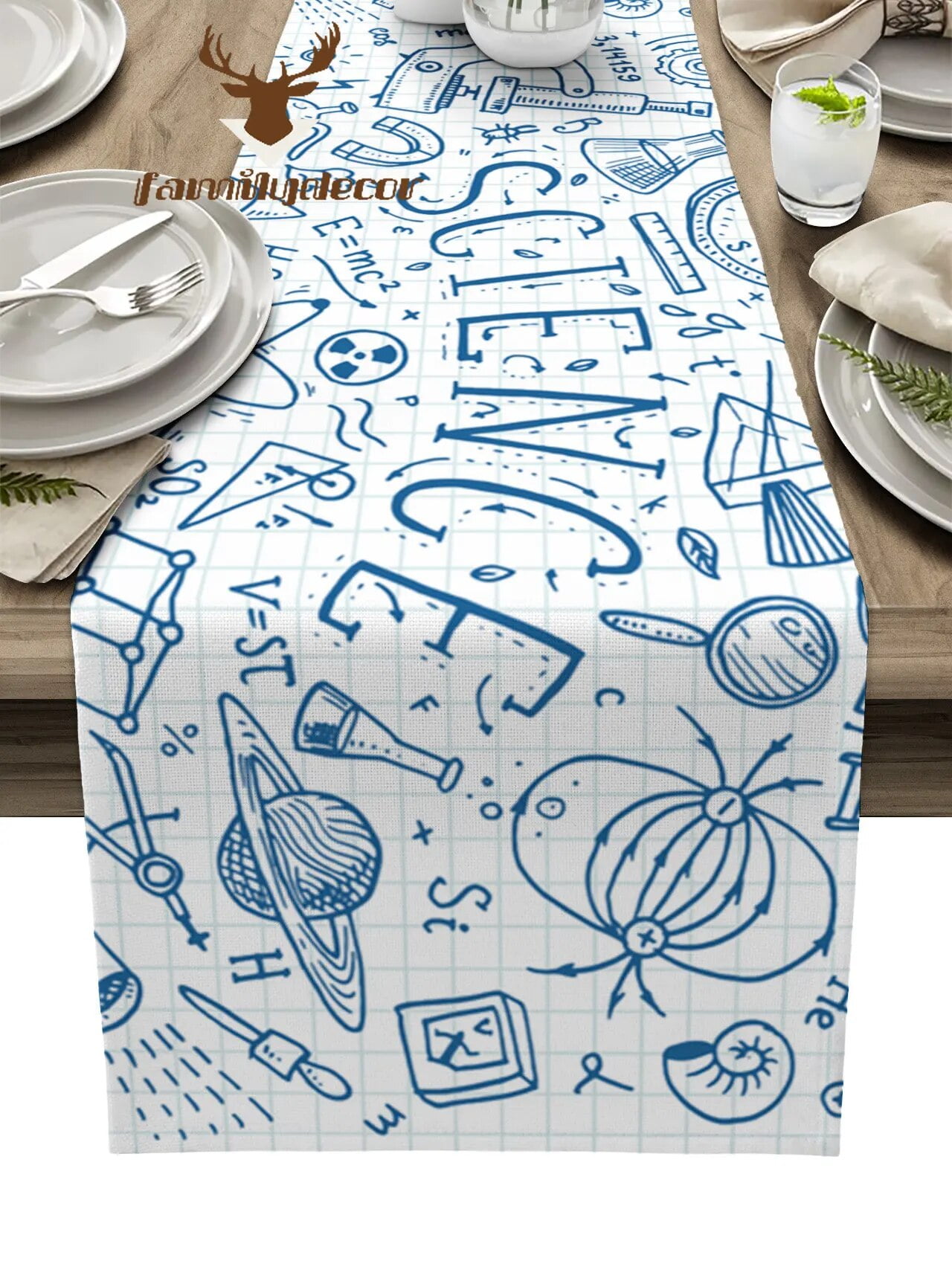 Science Rocket Microscope Planet Table Runner Home Wedding Table Flag ...