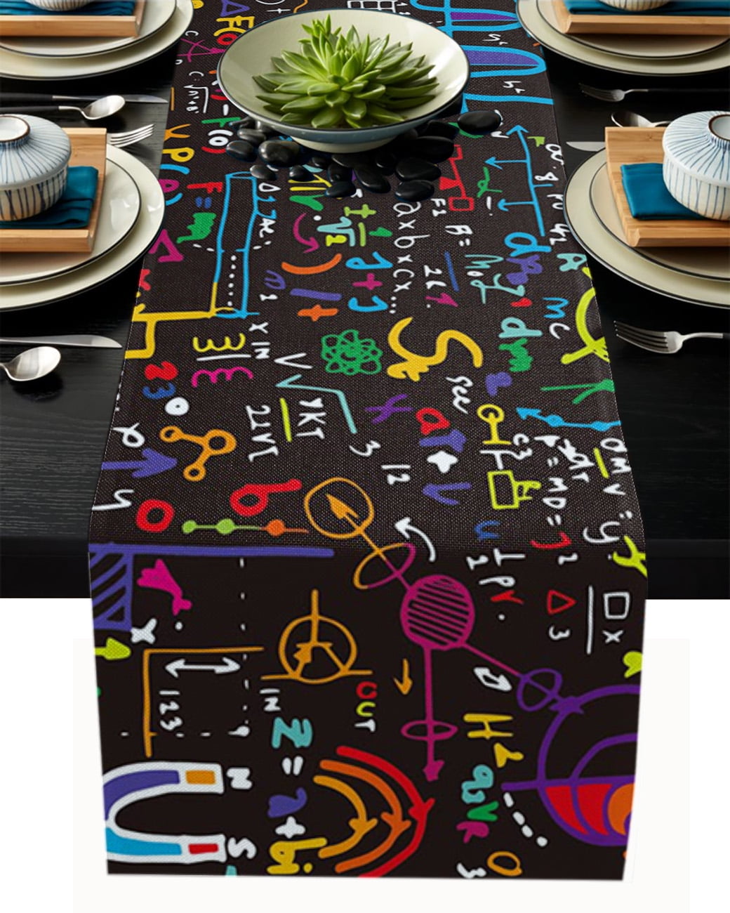 Science Rocket Microscope Planet Table Runner Home Wedding Table Flag ...