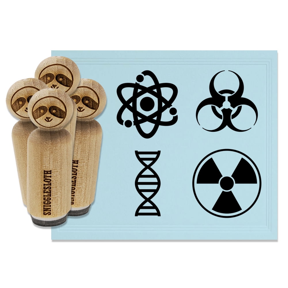 Science Symbols Atom DNA Biohazard Radiation Rubber Stamp Set for ...