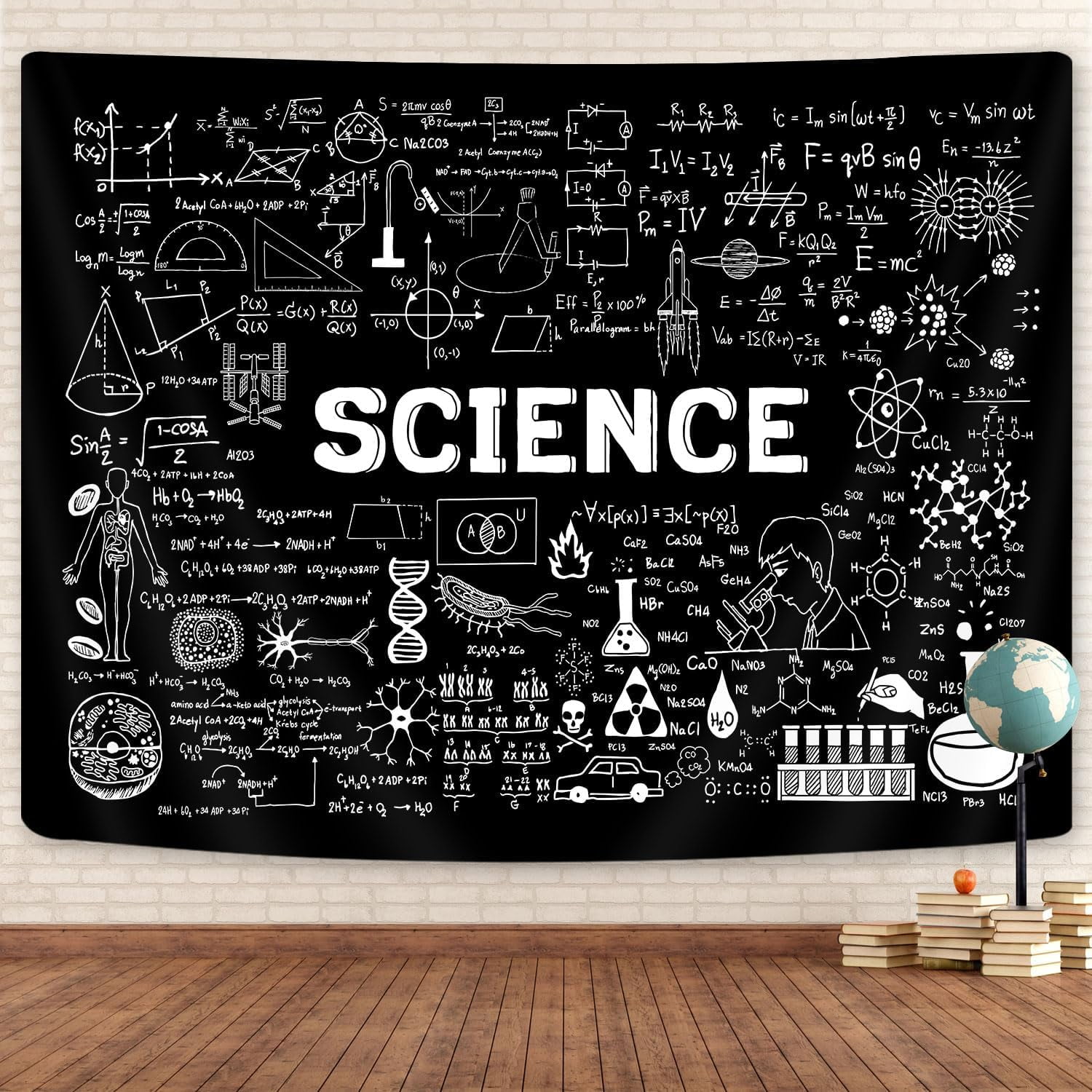 Science Tapestry Geometry Science Classroom Decor Posters, Black White ...