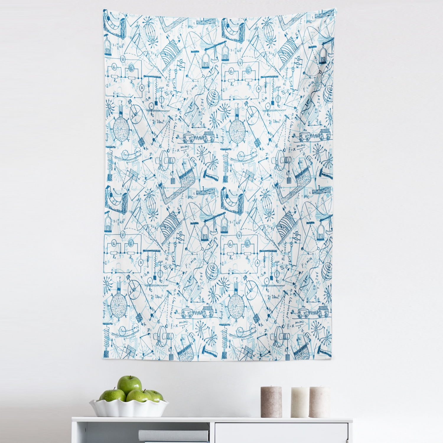 Science Tapestry, Physics Themed Drawing a Pattern of Formulas Related ...