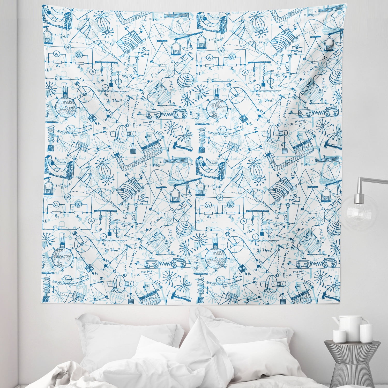 Science Tapestry, Physics Themed Drawing a Pattern of Formulas Related ...