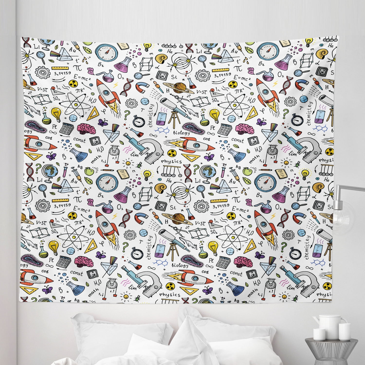 Science Tapestry, Science Pattern Formulas Laboratory Elements Physics ...