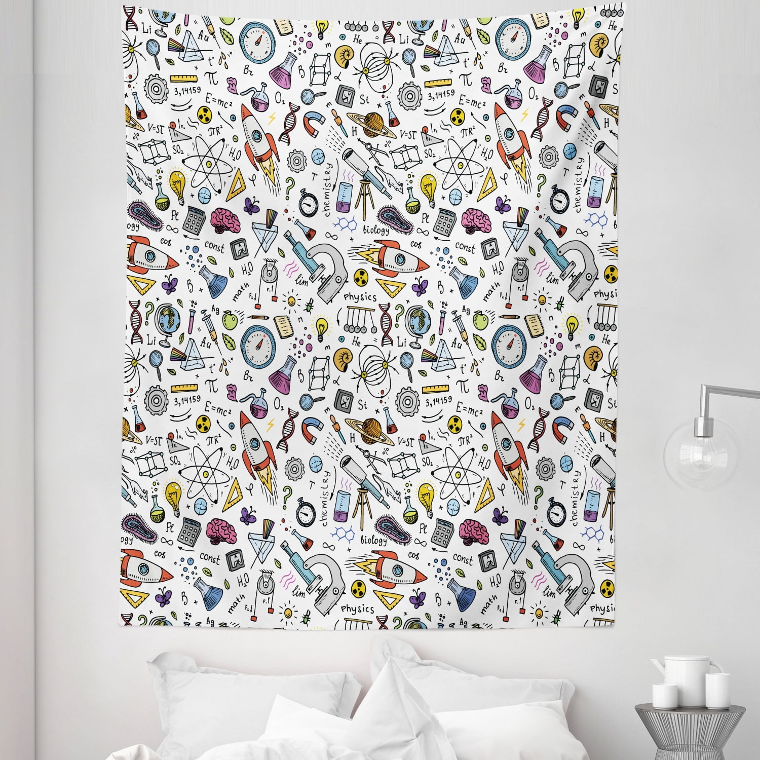 Science Tapestry, Science Pattern Formulas Laboratory Elements Physics ...