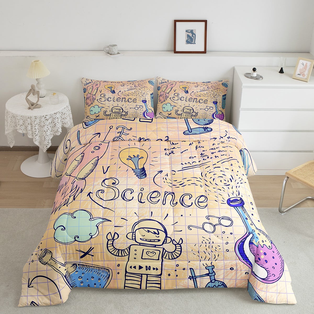 Science Theme Bedding for Boys Girls Chemical Subject Theme Comforter ...