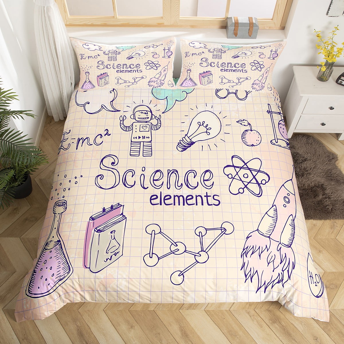 Science Theme Bedding Set Queen Size for Boys Girls Chemistry Element ...