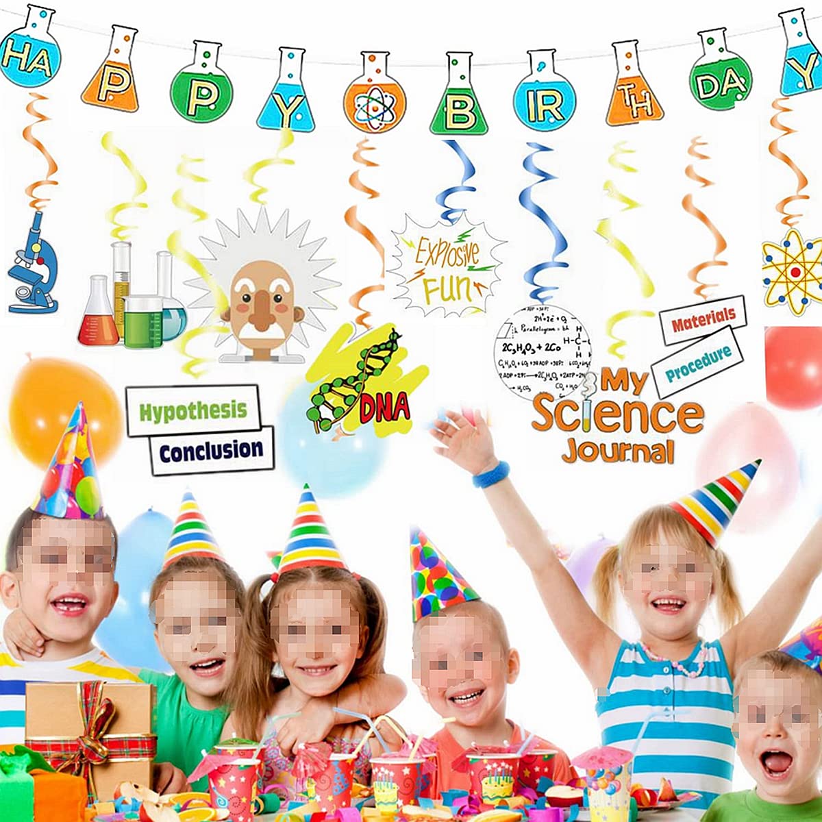 Science Theme Birthday Decoration MMF7 Kit Science Birthday Banner ...