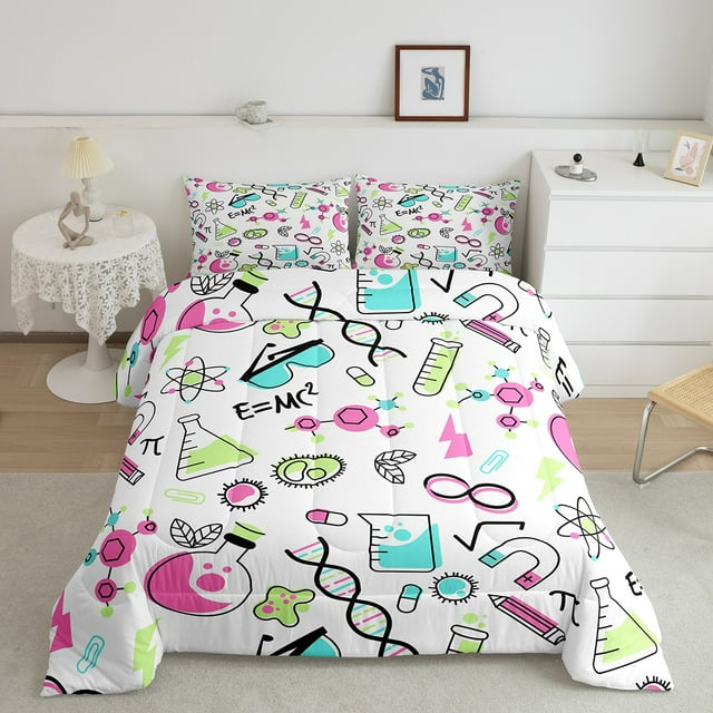 Science Theme Comforter Set Queen for Boys Girls Math Equation Bedding ...
