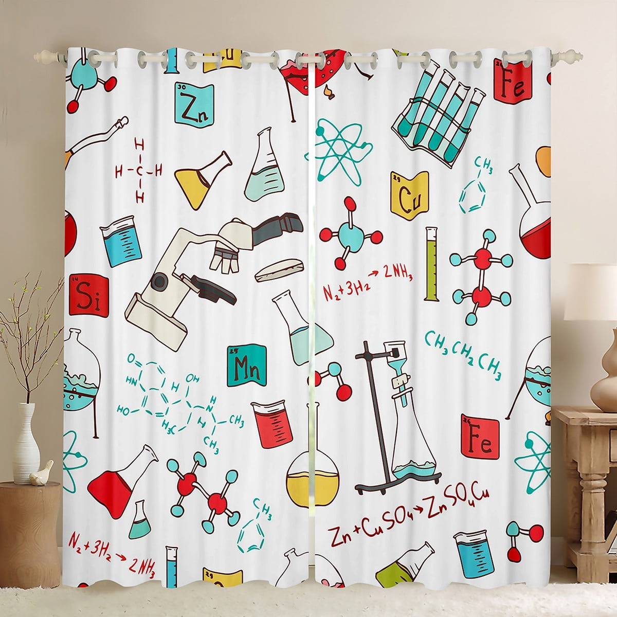 Science Theme Curtains for Boys Girls Chemical Subject Theme Window ...