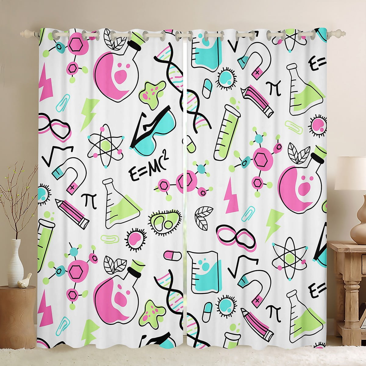 Science Theme Curtains Math Equation Window Curtains Teens School ...