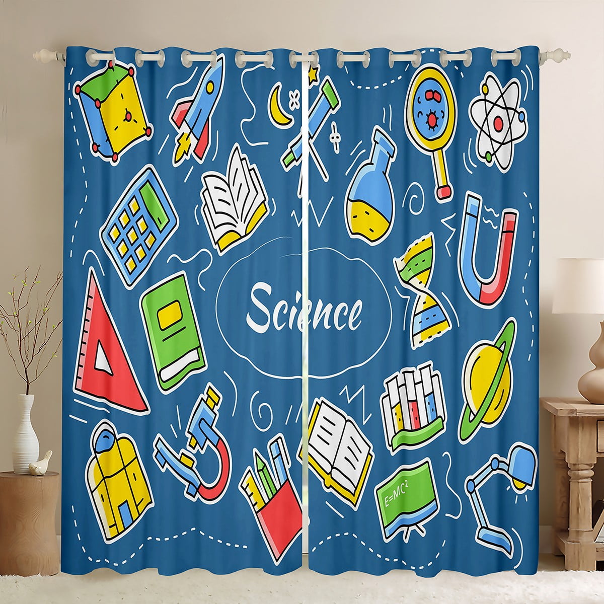Science Theme Curtains Science Formula Window Curtains for Boys Girls ...
