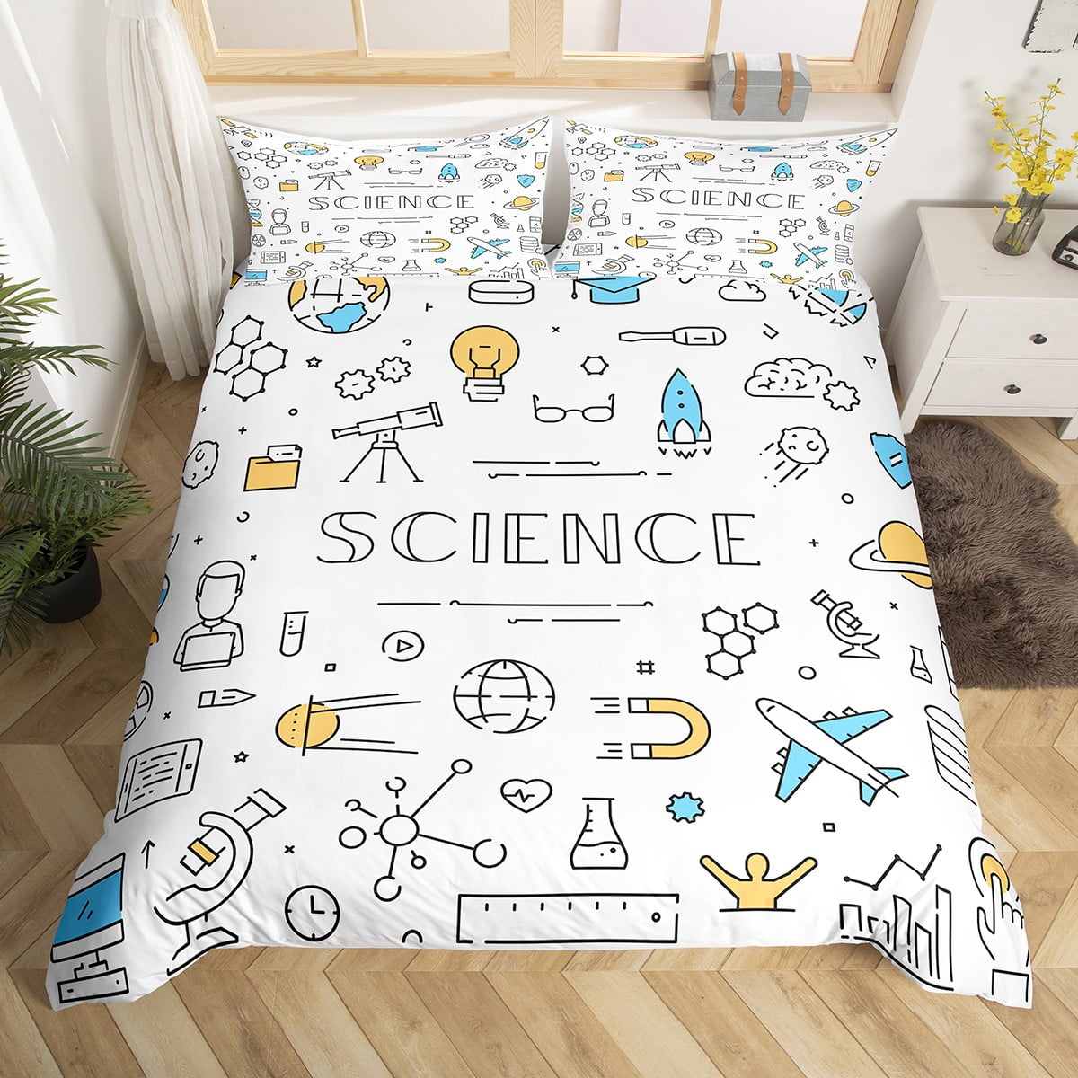 Science Theme Duvet Cover Math Geometry Science Bedding Set King Size ...