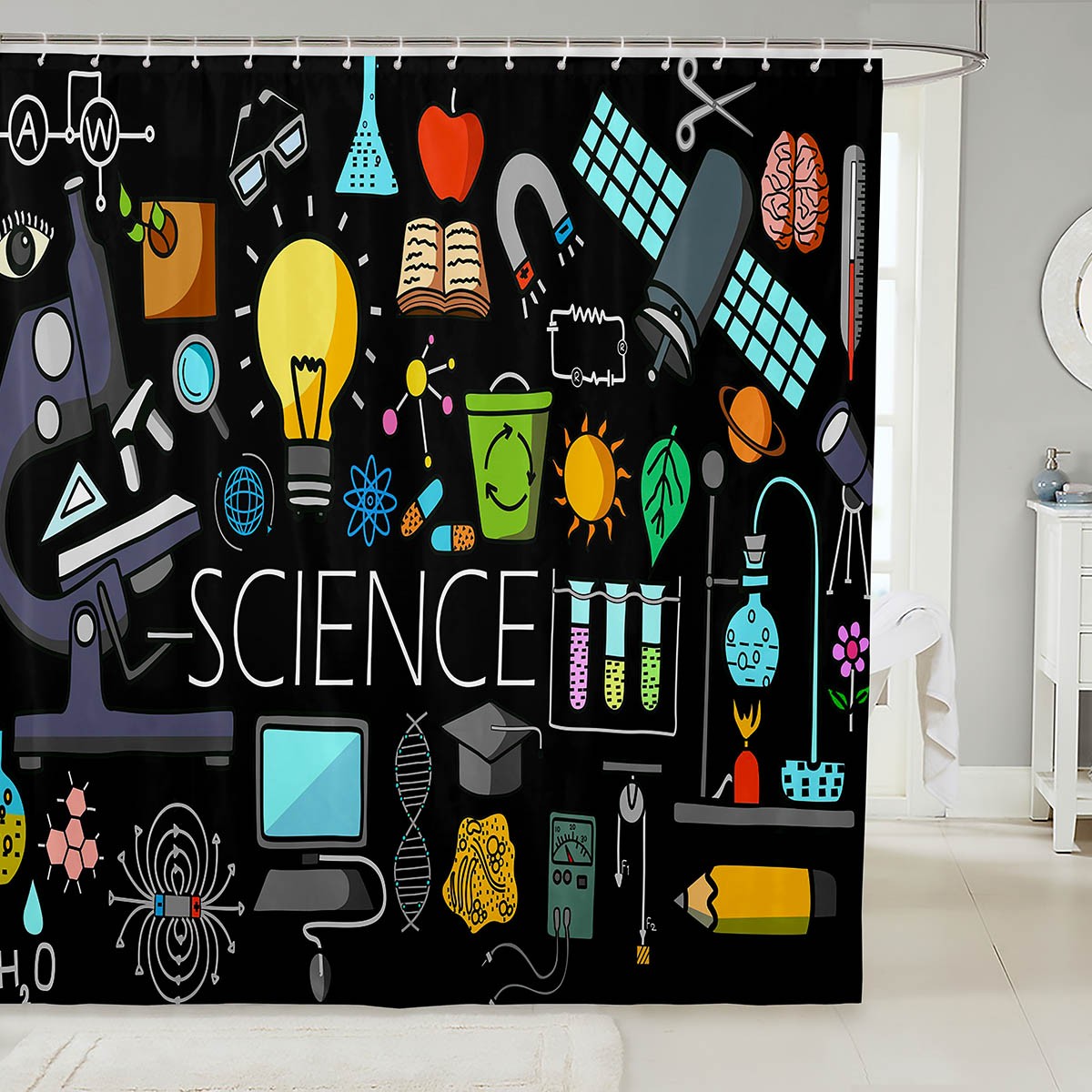 Science Theme Shower Curtain for Boys Girls Back to School Gifts ...