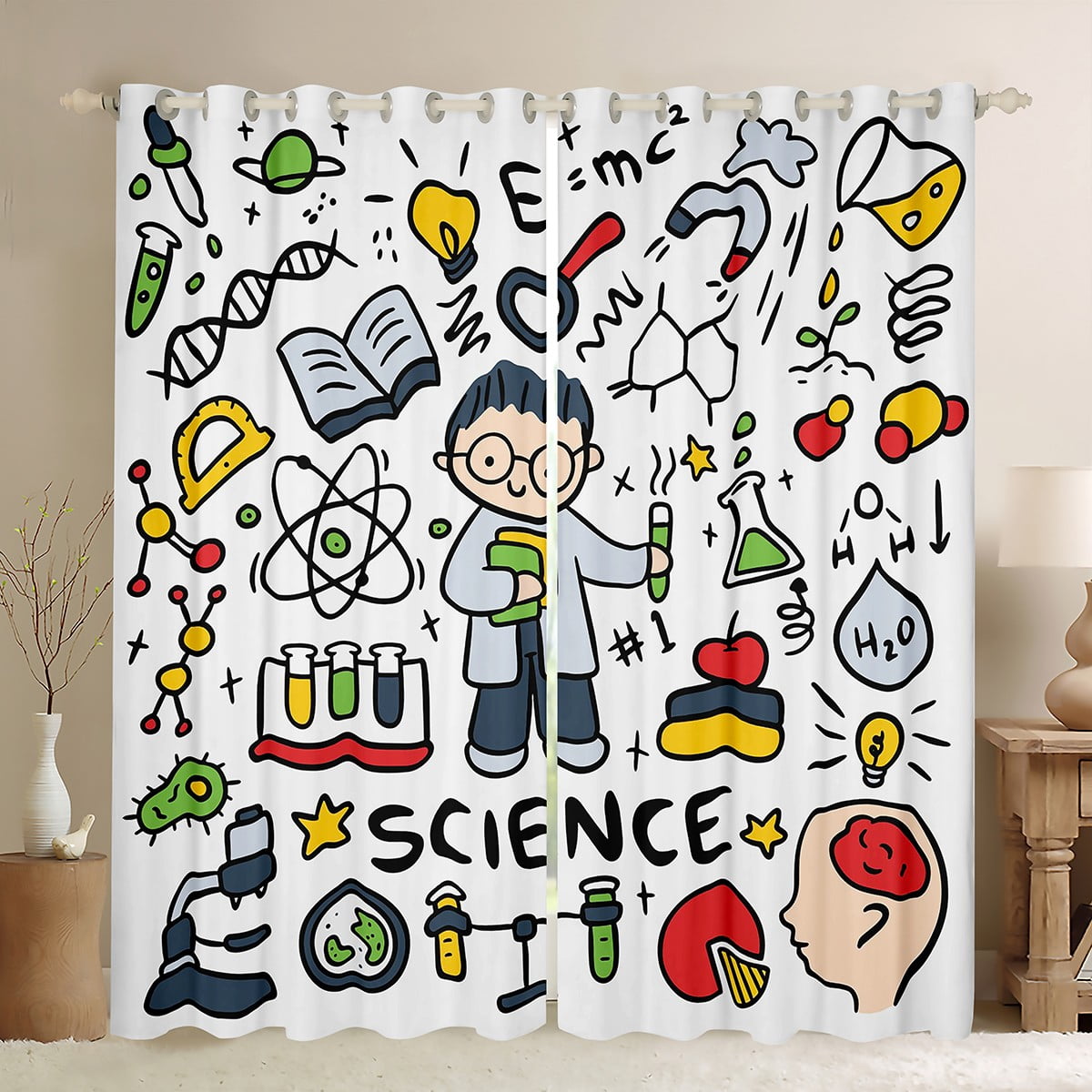 Science Theme Window Curtains for Boys Girls Science Formula Curtains ...