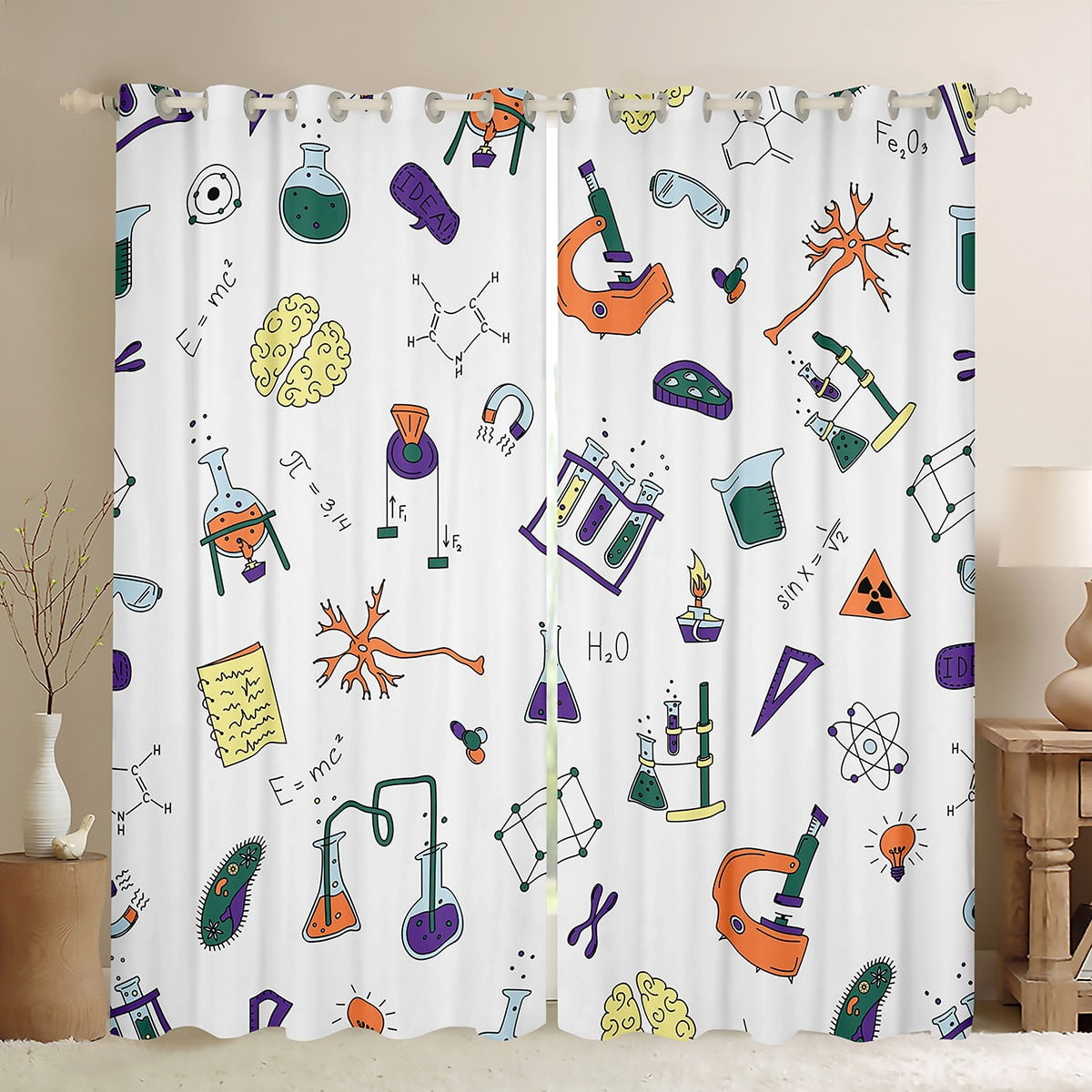 Science Theme Window Curtains Science Formula Curtains Math Geometry ...