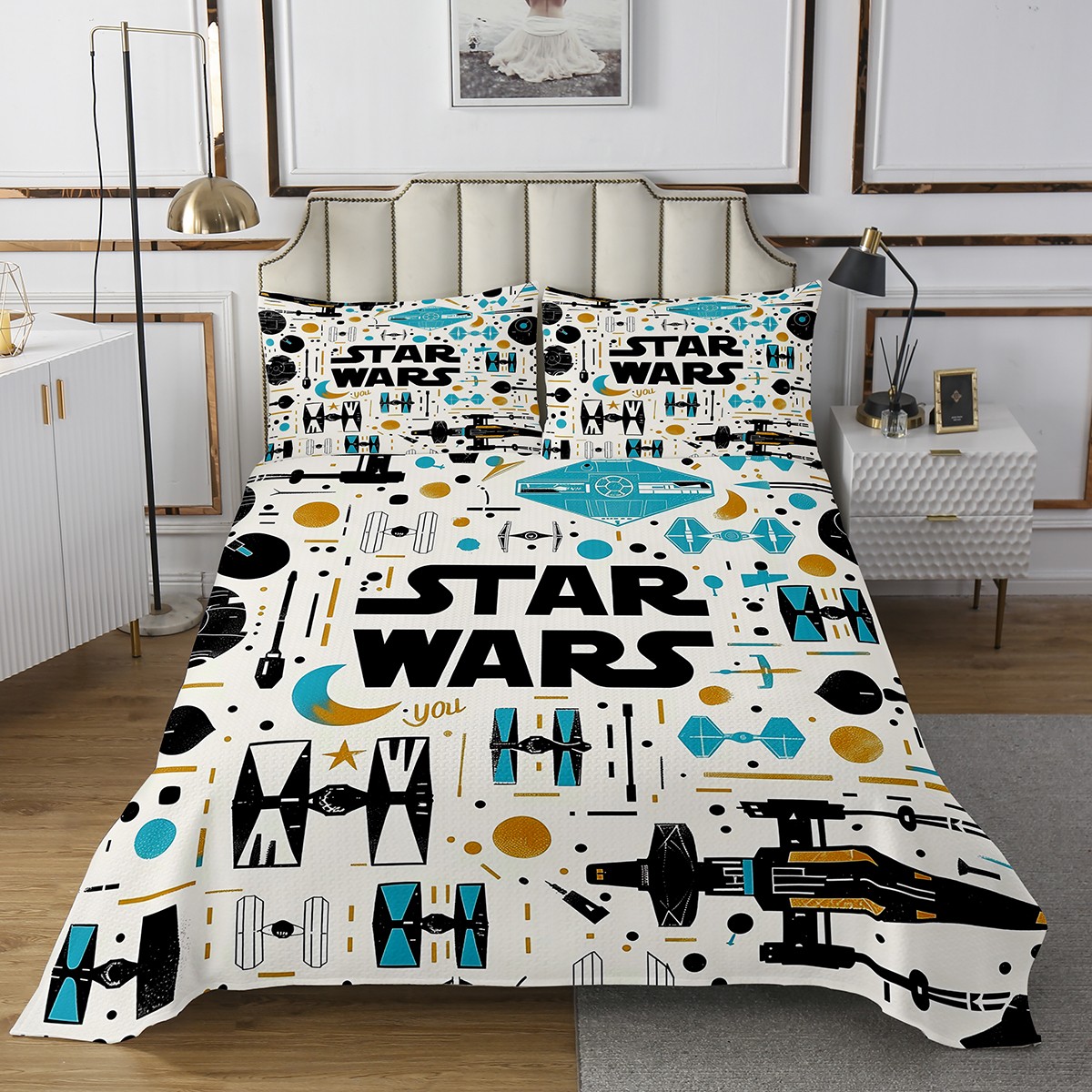 Science Twin Quilt Set Science Themed Bedspread, Geometry Stripes Print ...
