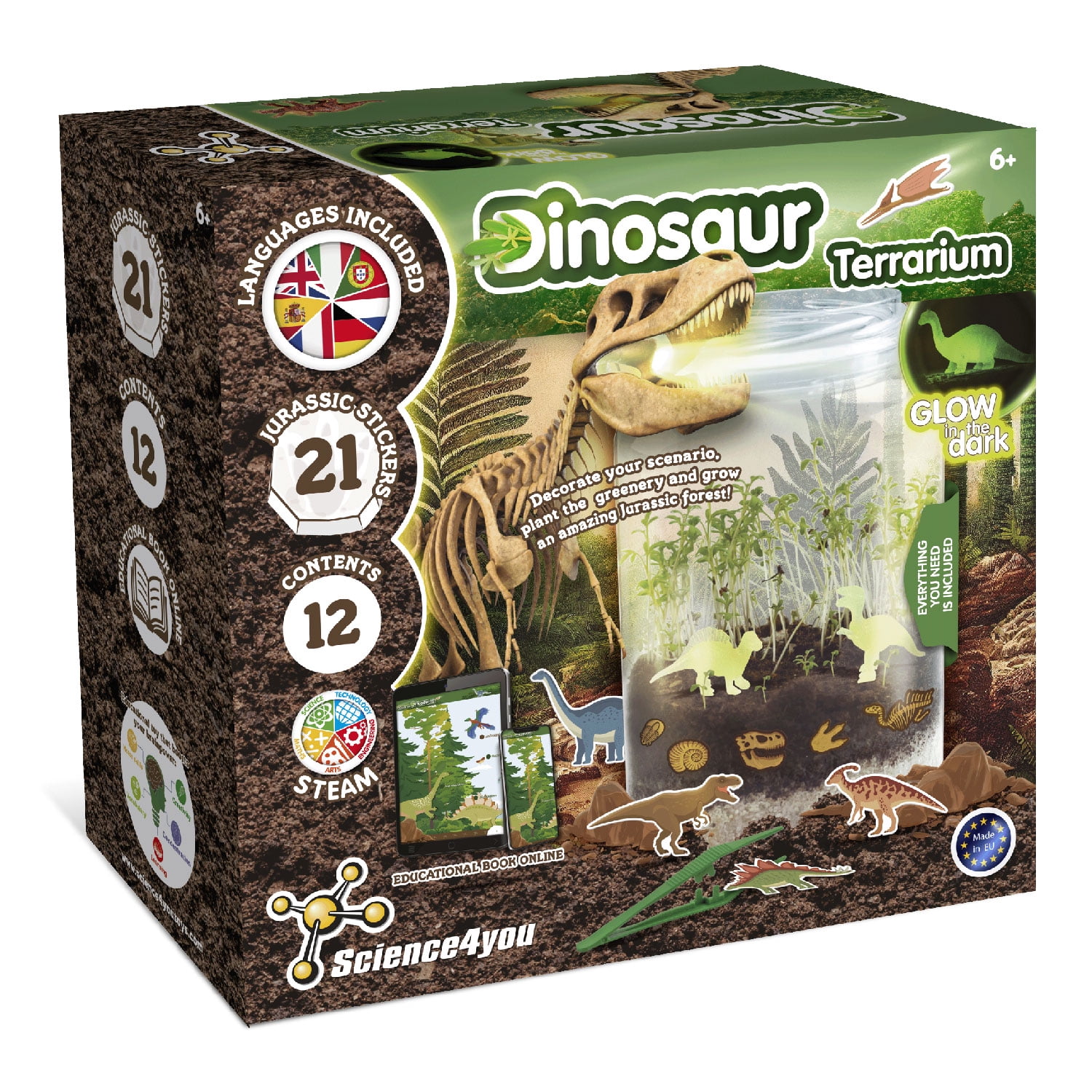 Science4you Grow and Glow Dinosaur Terrarium Kit for Kids - Make Your ...