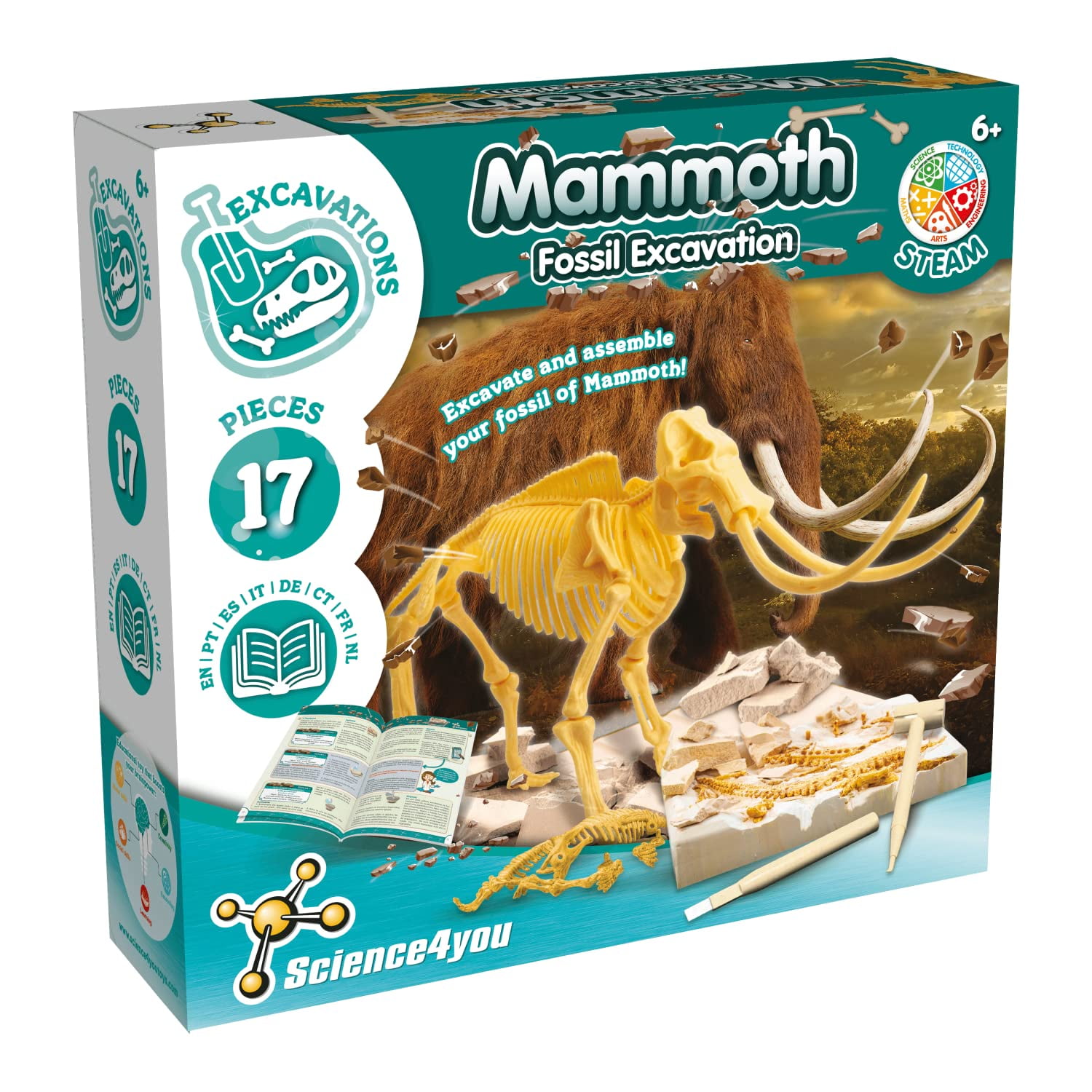 Science4you - Mammoth Fossil Digging Kit BSL1 for Kids +6 Years ...