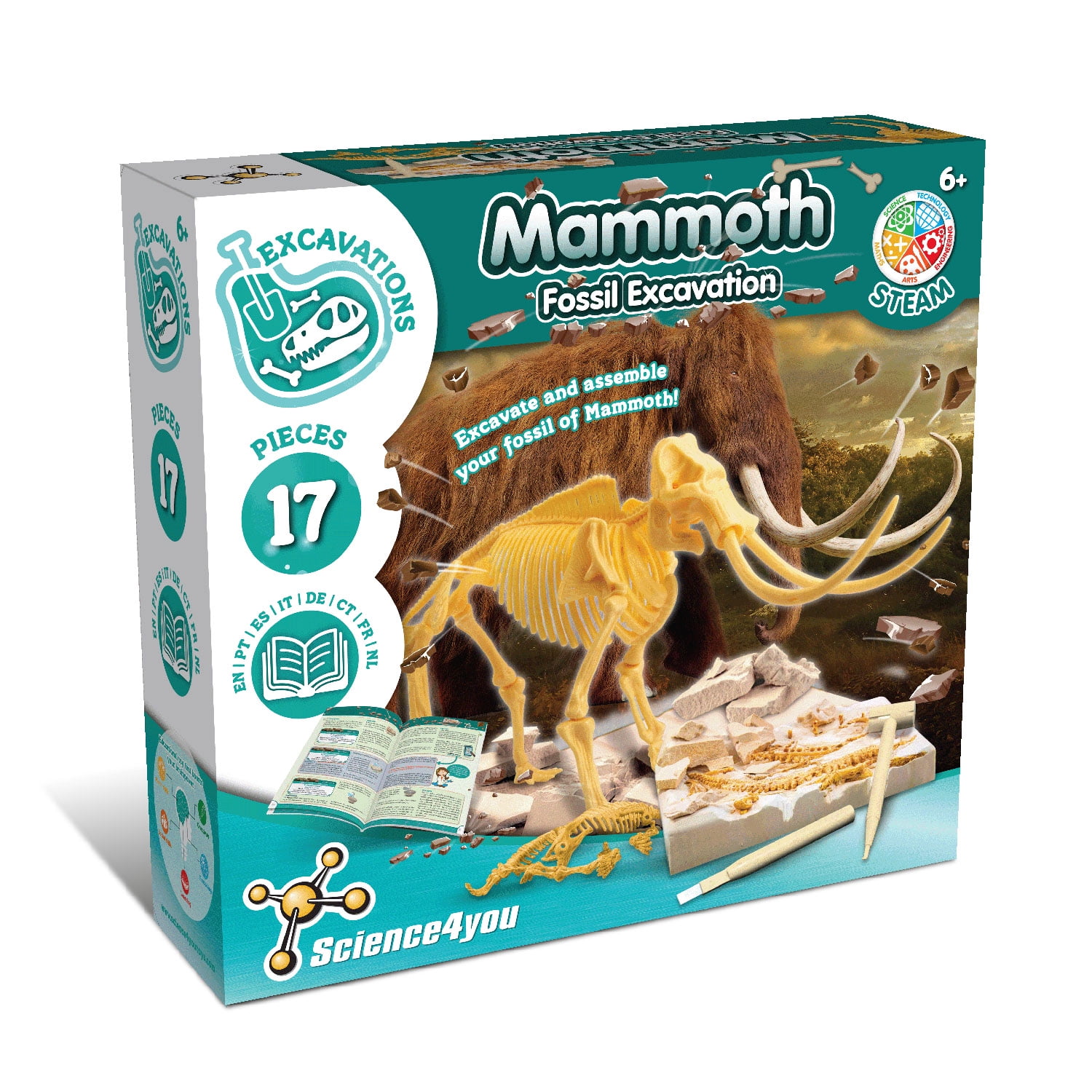 Science4you - Mammoth Fossil Digging Kit for Kids +6 Years - Excavate ...